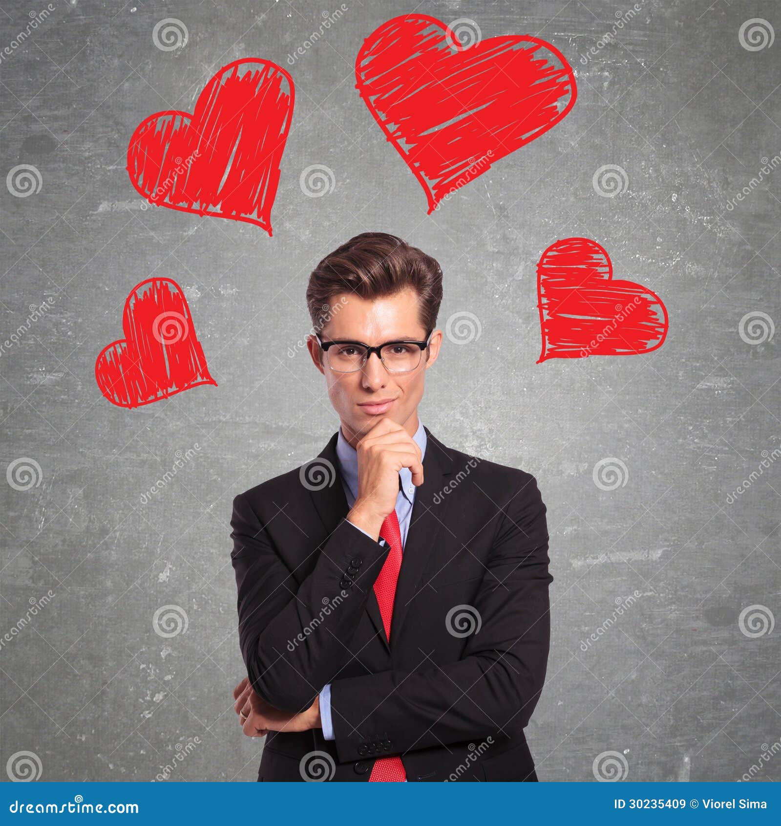Man in love stock image. Image of eyeglasses, pensive - 30235409