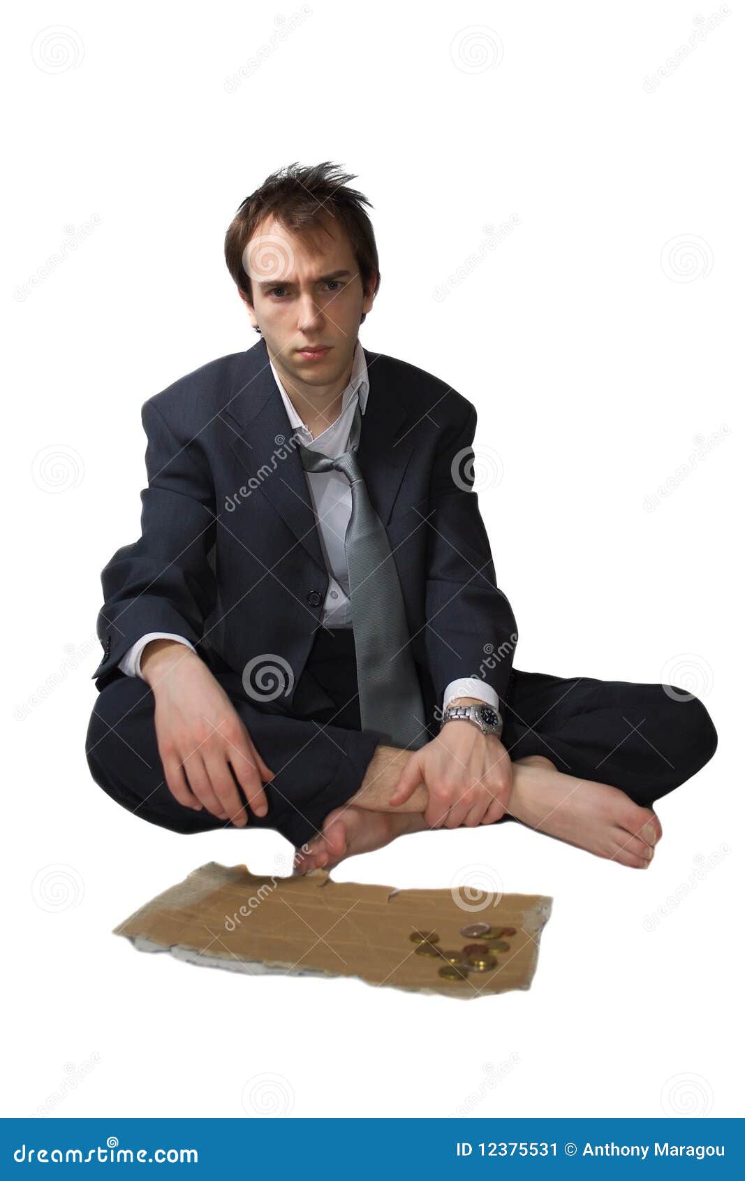 Young Business Man Made Redundant Begs Stock Image - Image of ...