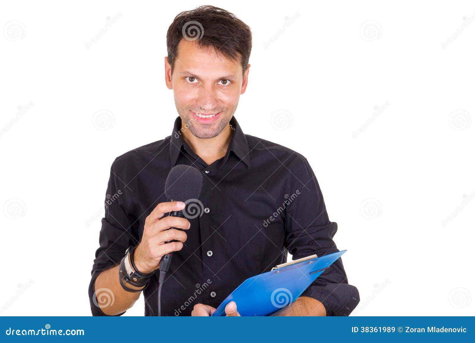 Young Business Man Making Statement and Declaring on Microphone Stock ...