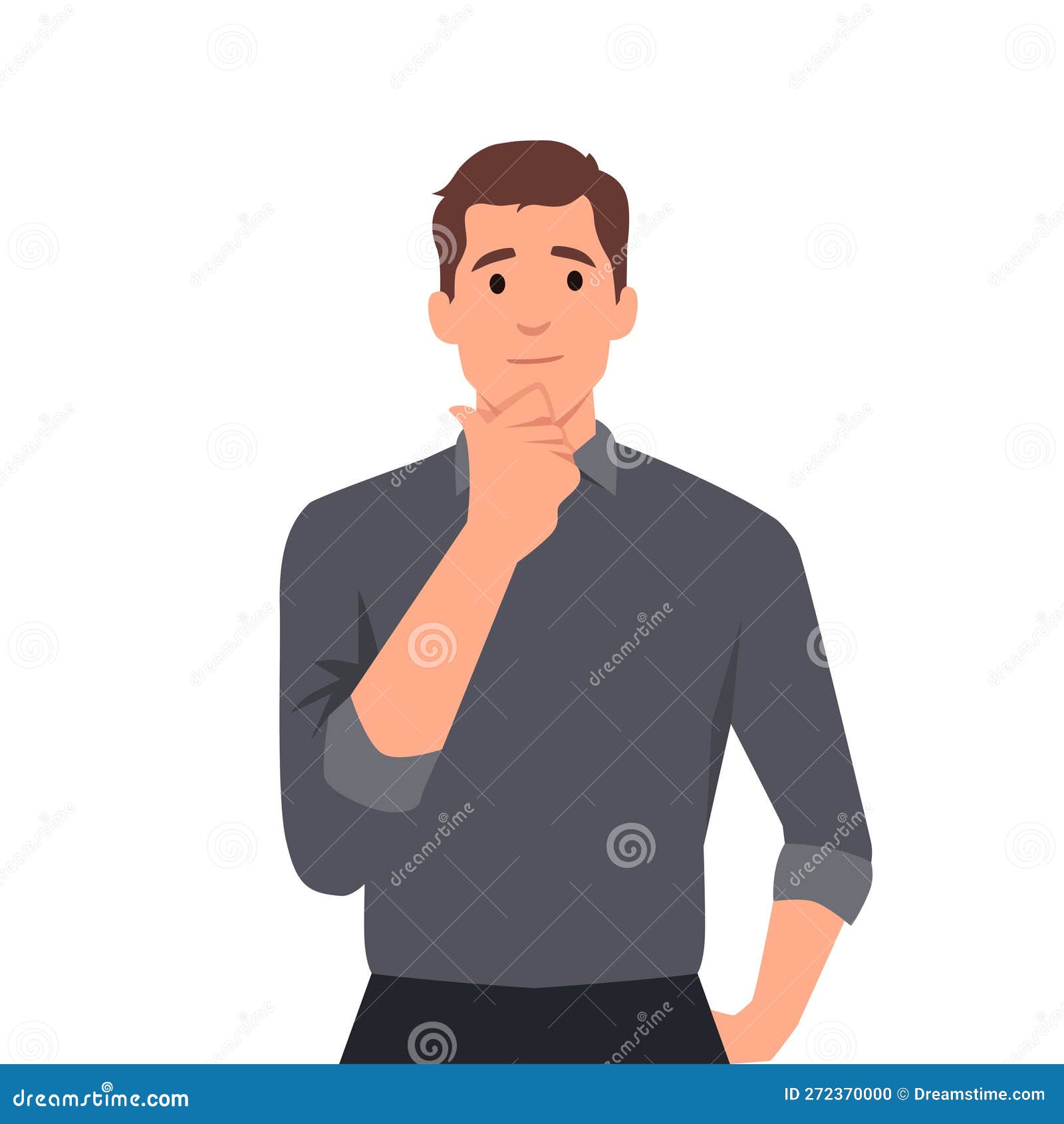 Young Business Man Making Thinking Gesture. Stroking or Scratching Chin ...