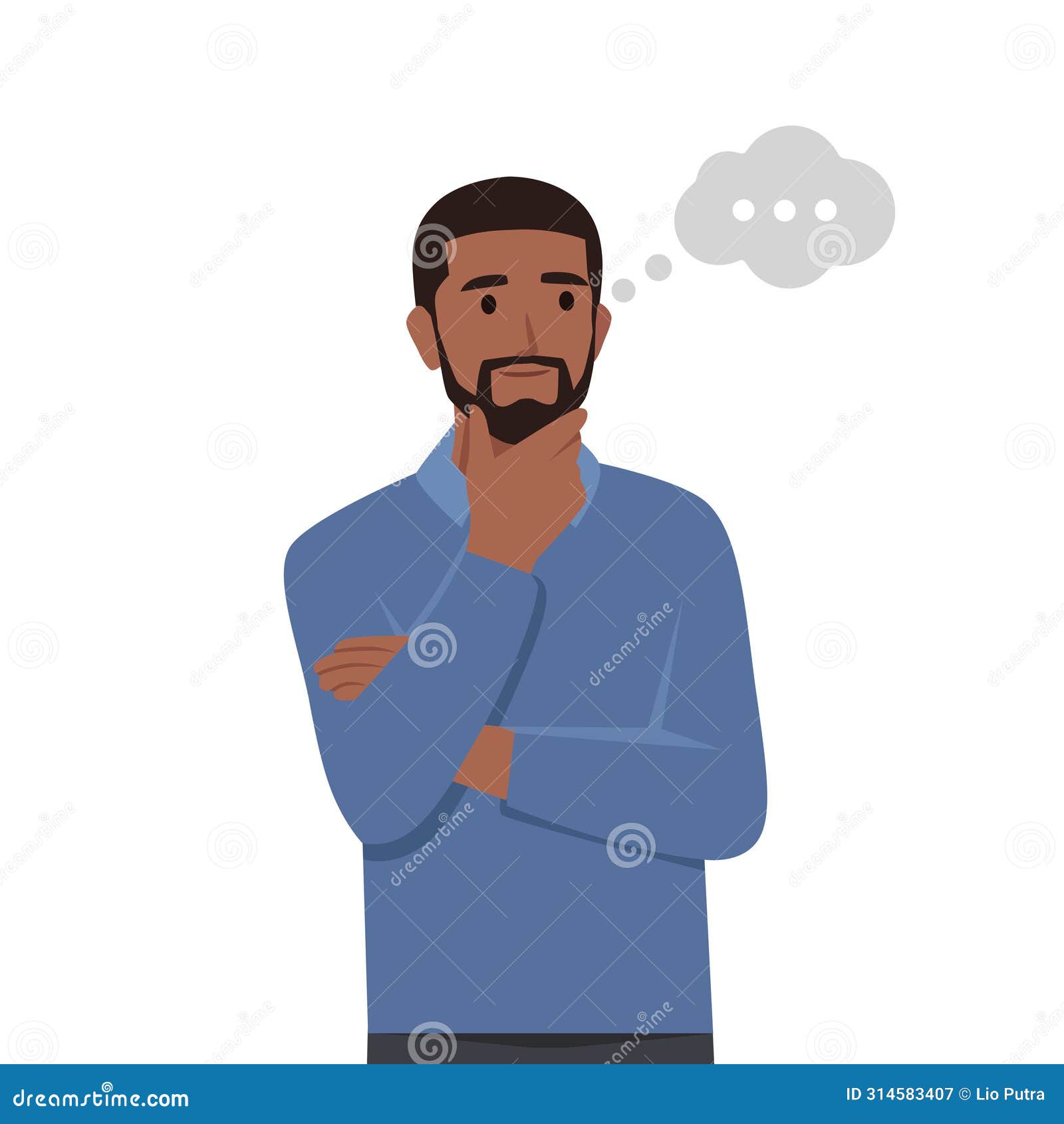 Young Business Man Making Thinking Gesture. Stroking or Scratching Chin ...