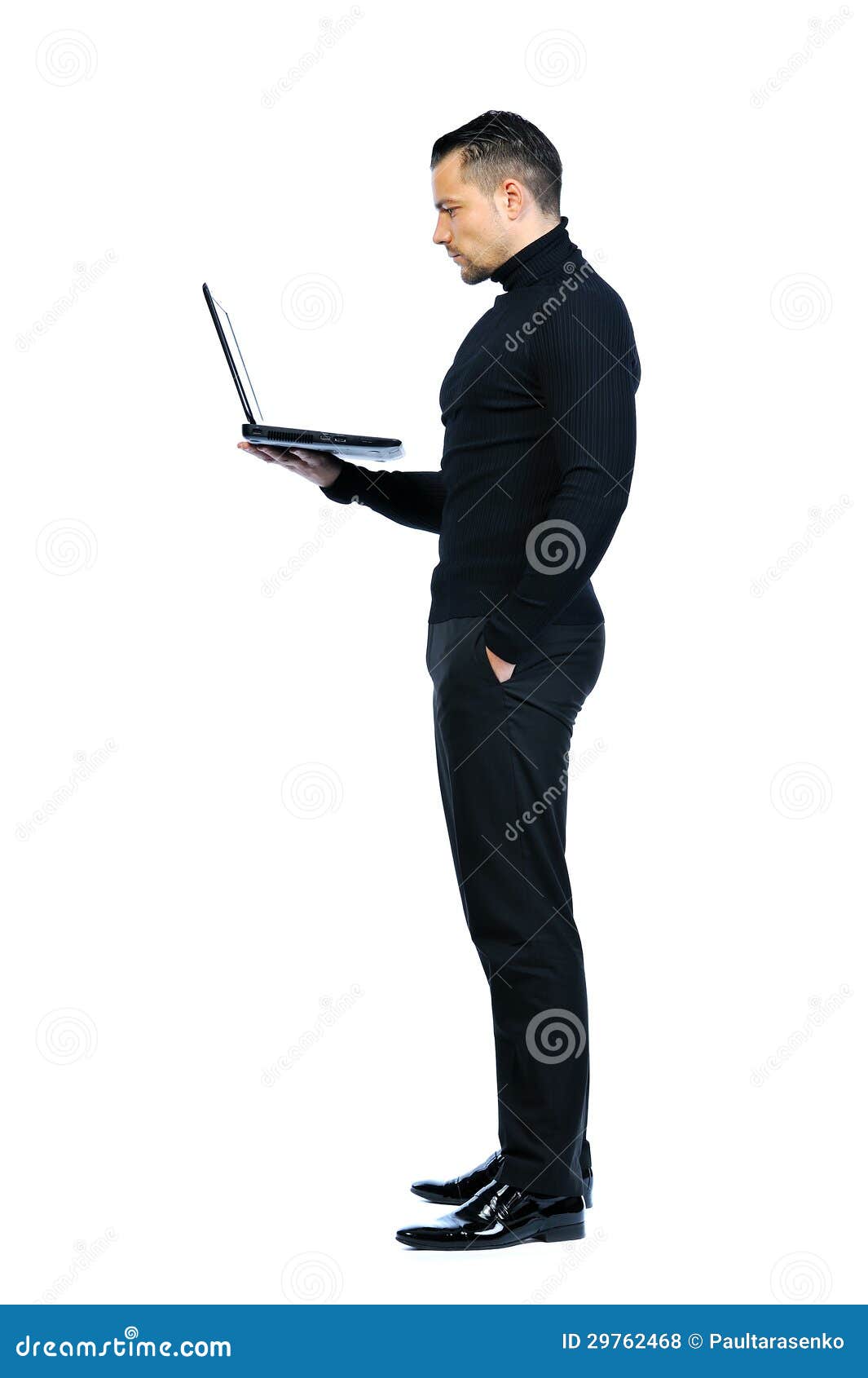 Isolated Young Business Man with Notebook Stock Photo - Image of laptop ...
