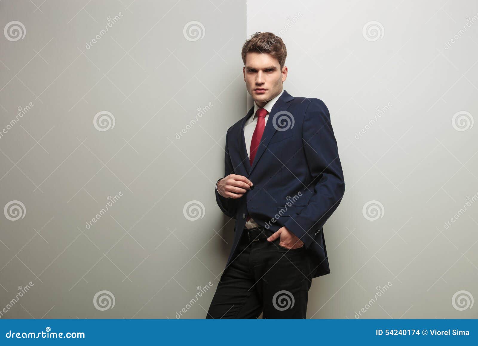 Young Business Man Opening His Jacket Stock Photo - Image of button ...