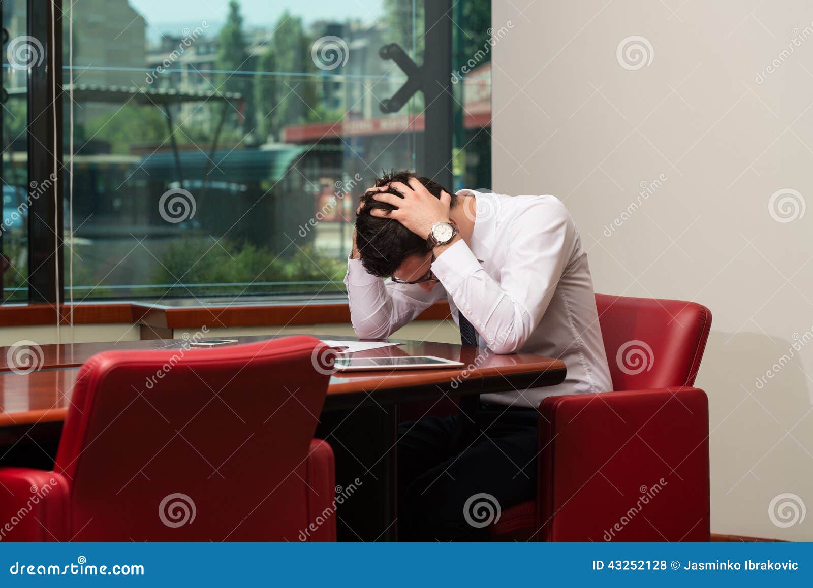 Young Business Man with Problems in the Office Stock Photo - Image of ...