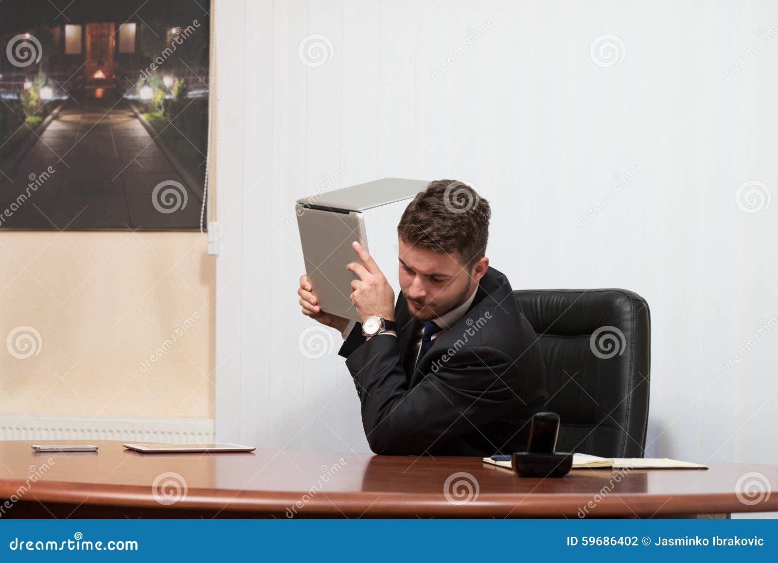 Young Business Man with Problems in the Office Stock Photo - Image of ...