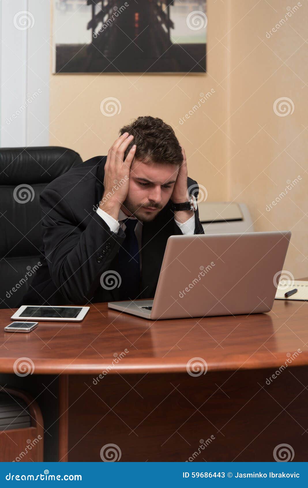 Young Business Man with Problems in the Office Stock Image - Image of ...