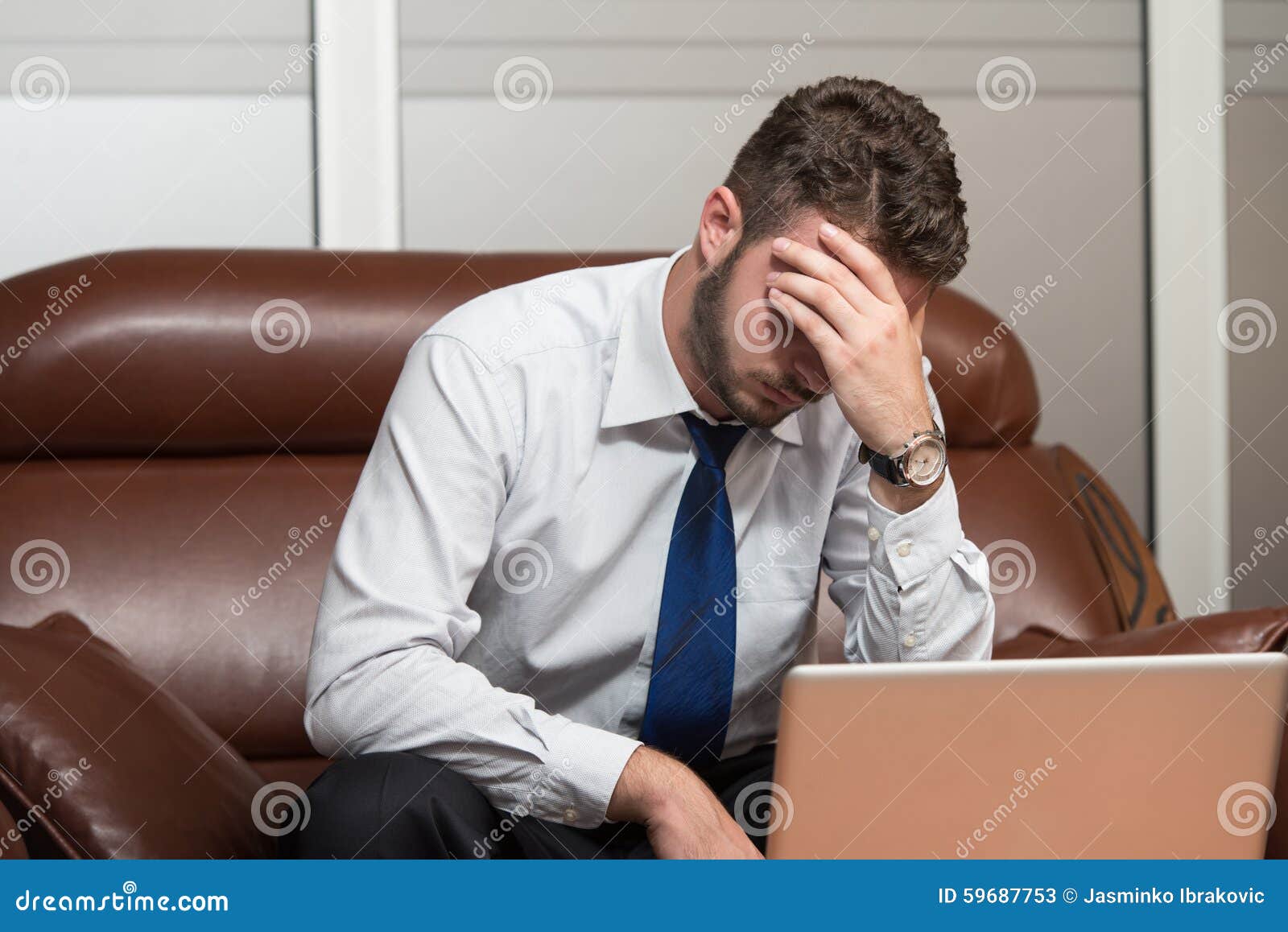 Young Business Man with Problems in the Office Stock Image - Image of ...
