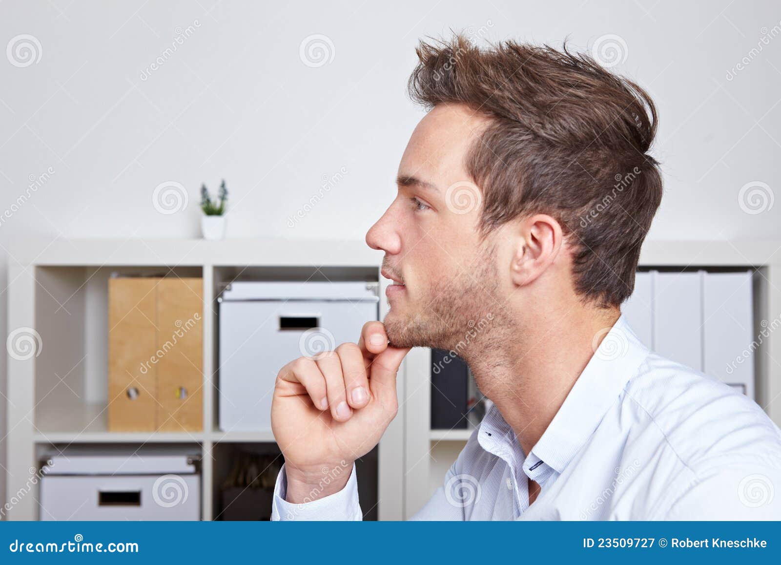 Young Business Man in Profile View Stock Image - Image of place ...