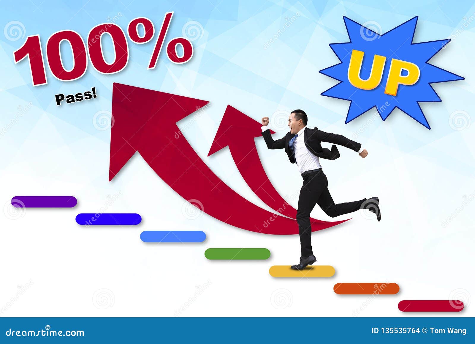 Young Businessman Running To the Top of Graph Stock Photo - Image of ...