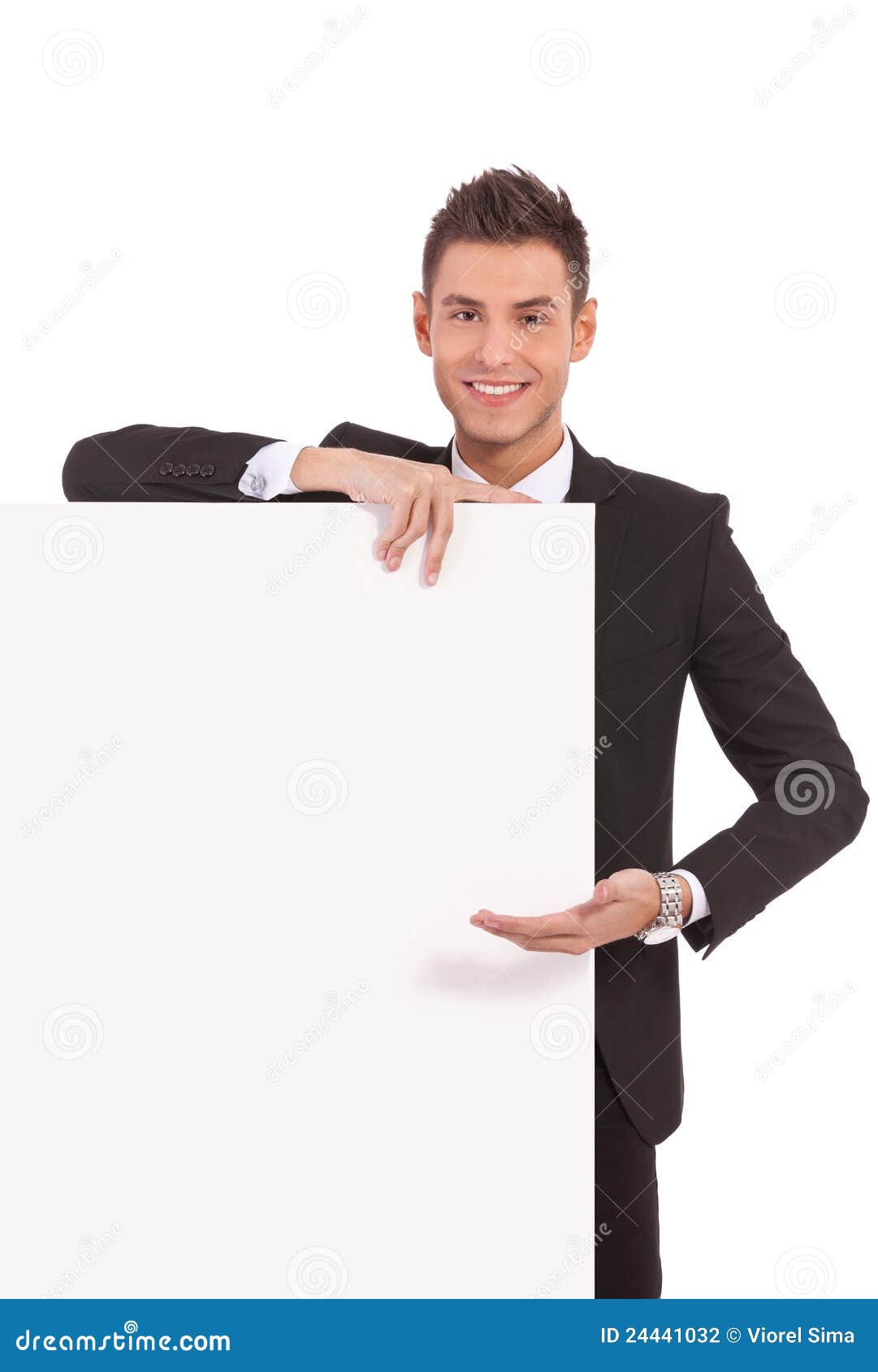Young Business Man Showing Board Stock Photo - Image of caucasian ...
