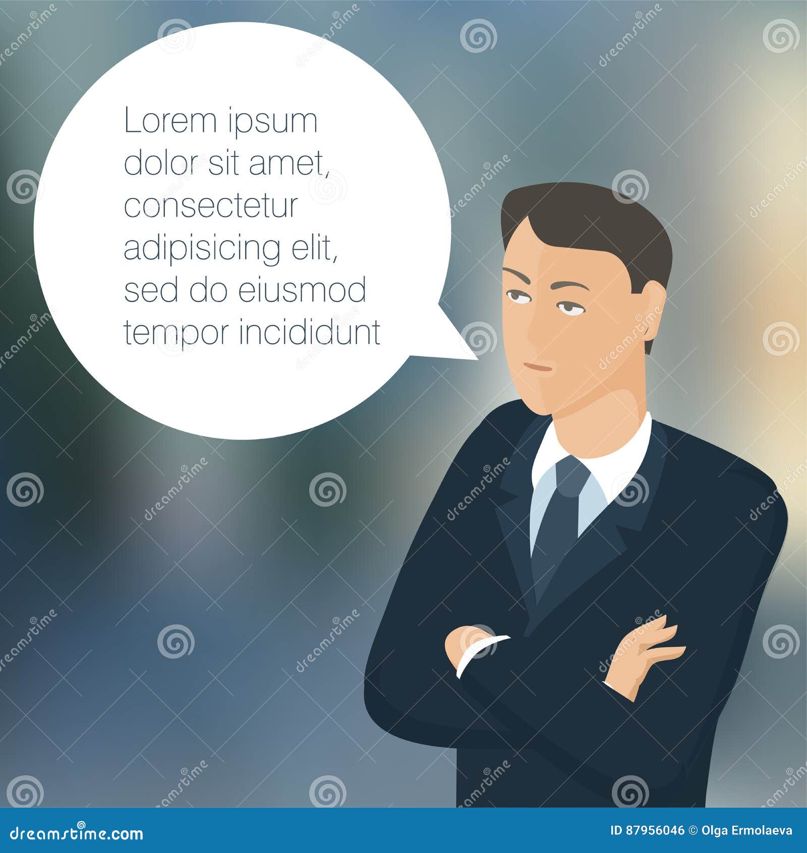 Young Business Man with Speech Comment Bubble. Stock Vector ...