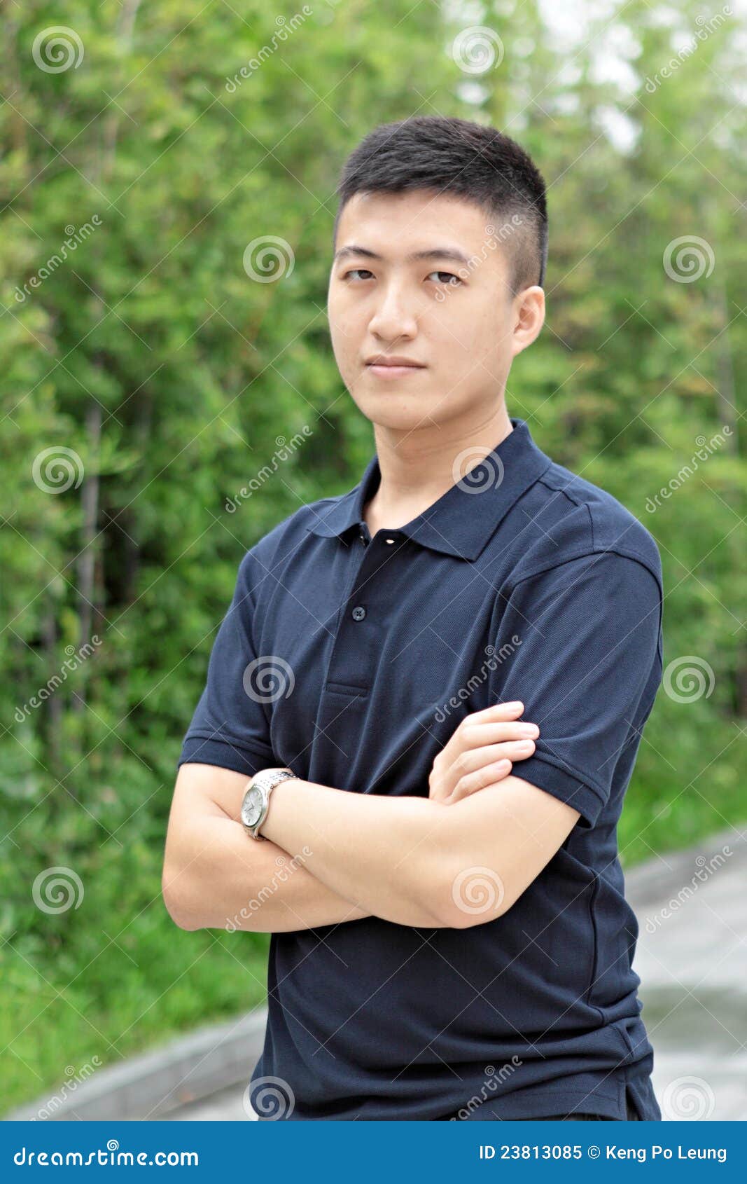 Young Business Man Stand and Hand Cross Stock Image - Image of adult ...