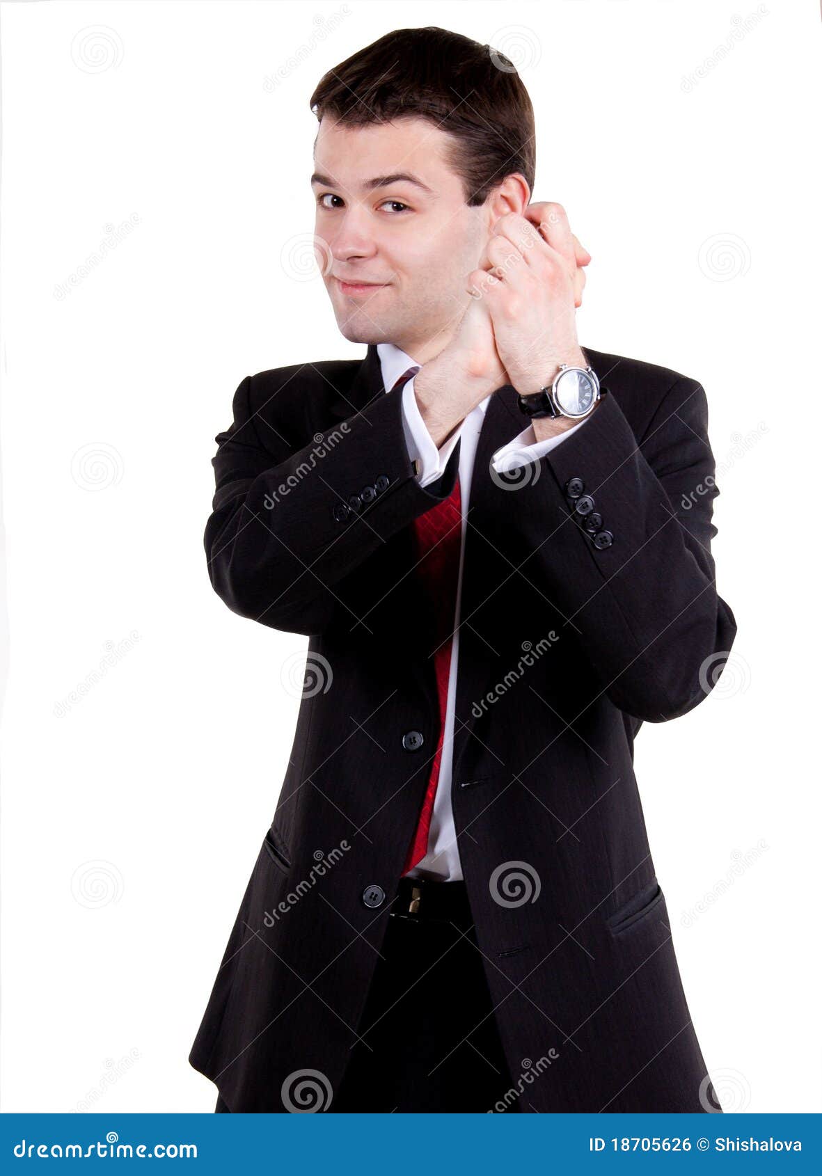 Young Business Man Standing with Hand in Hand Stock Photo - Image of ...