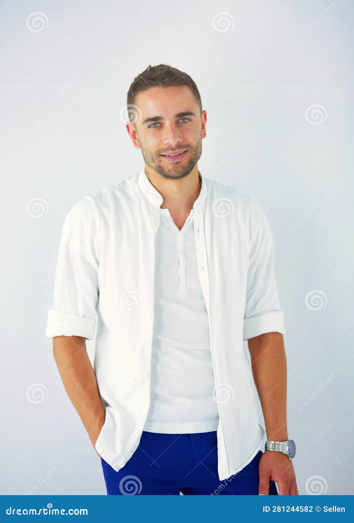 Young Business Man Standing Isolated on White Background. Stock Photo ...