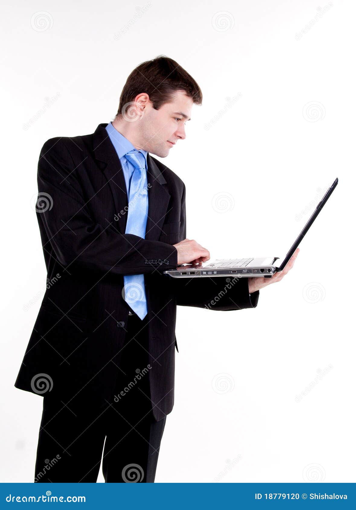 Young Business Man Standing with Laptop Stock Photo - Image of formal ...