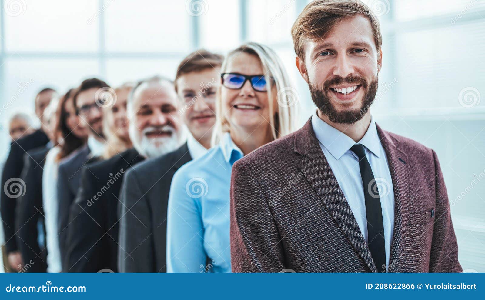 Young Business Man Standing in Line for an Interview Stock Photo ...