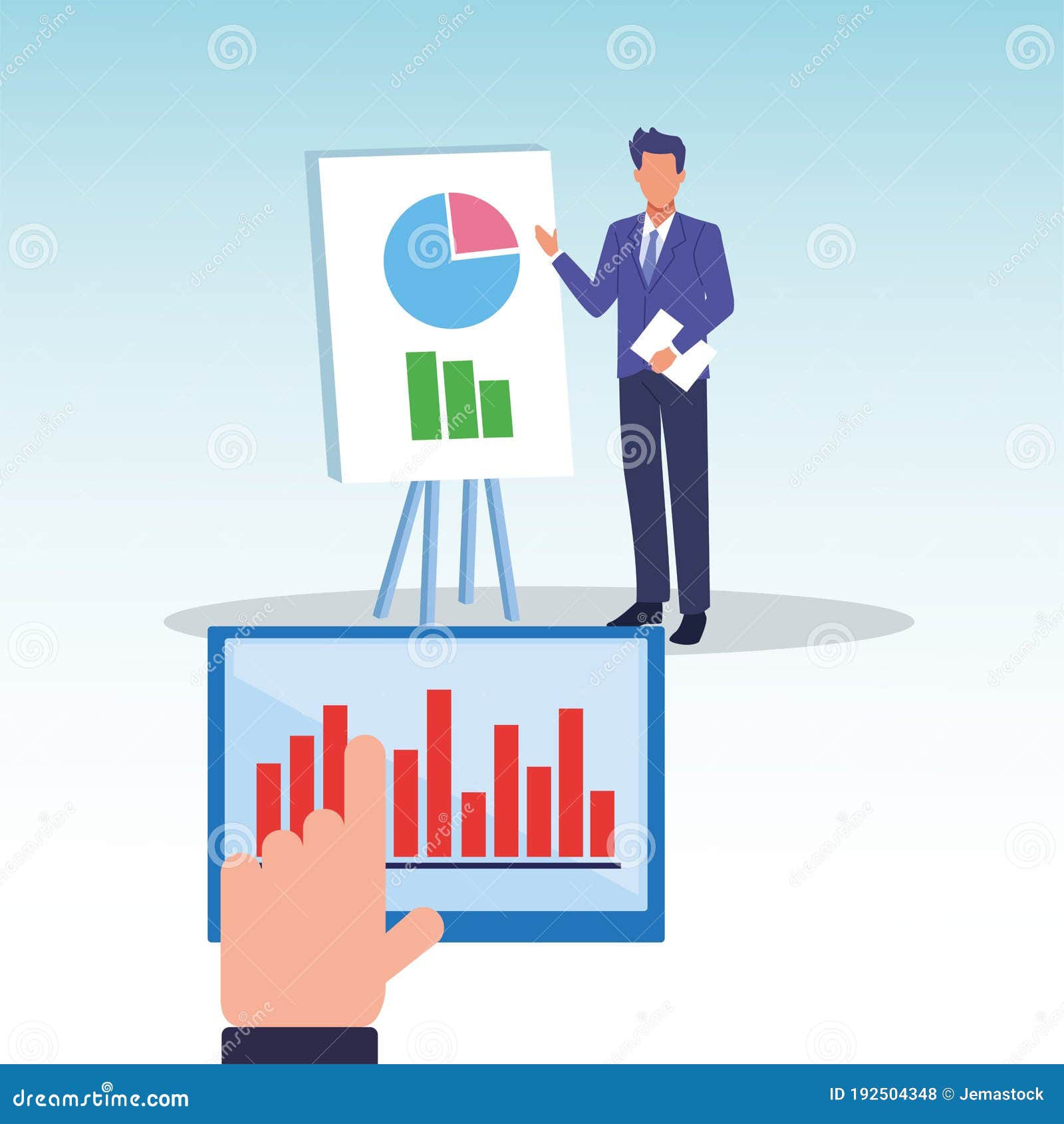 Young Business Man with Statistics Training Character Stock Vector ...