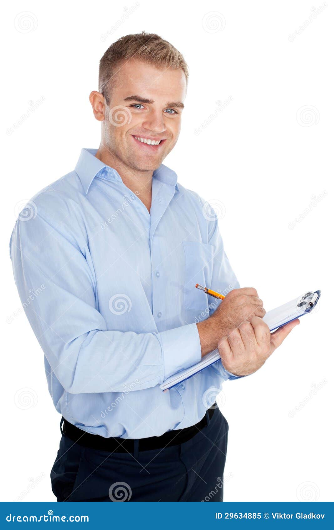 Young Business Man Taking Notes Stock Image - Image of businessman ...