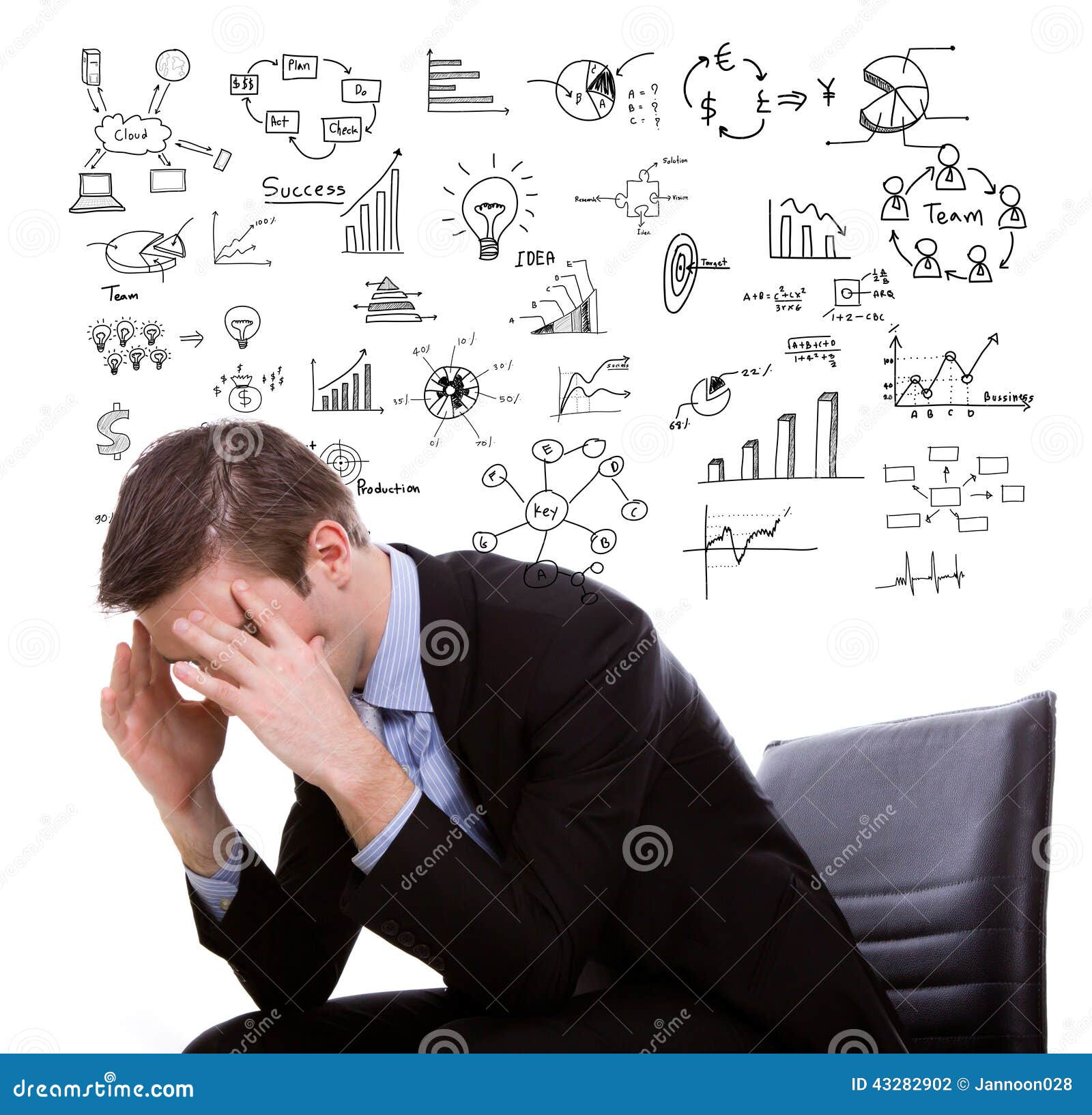 Young Business Man Think and Planning Stock Photo - Image of hand, away ...
