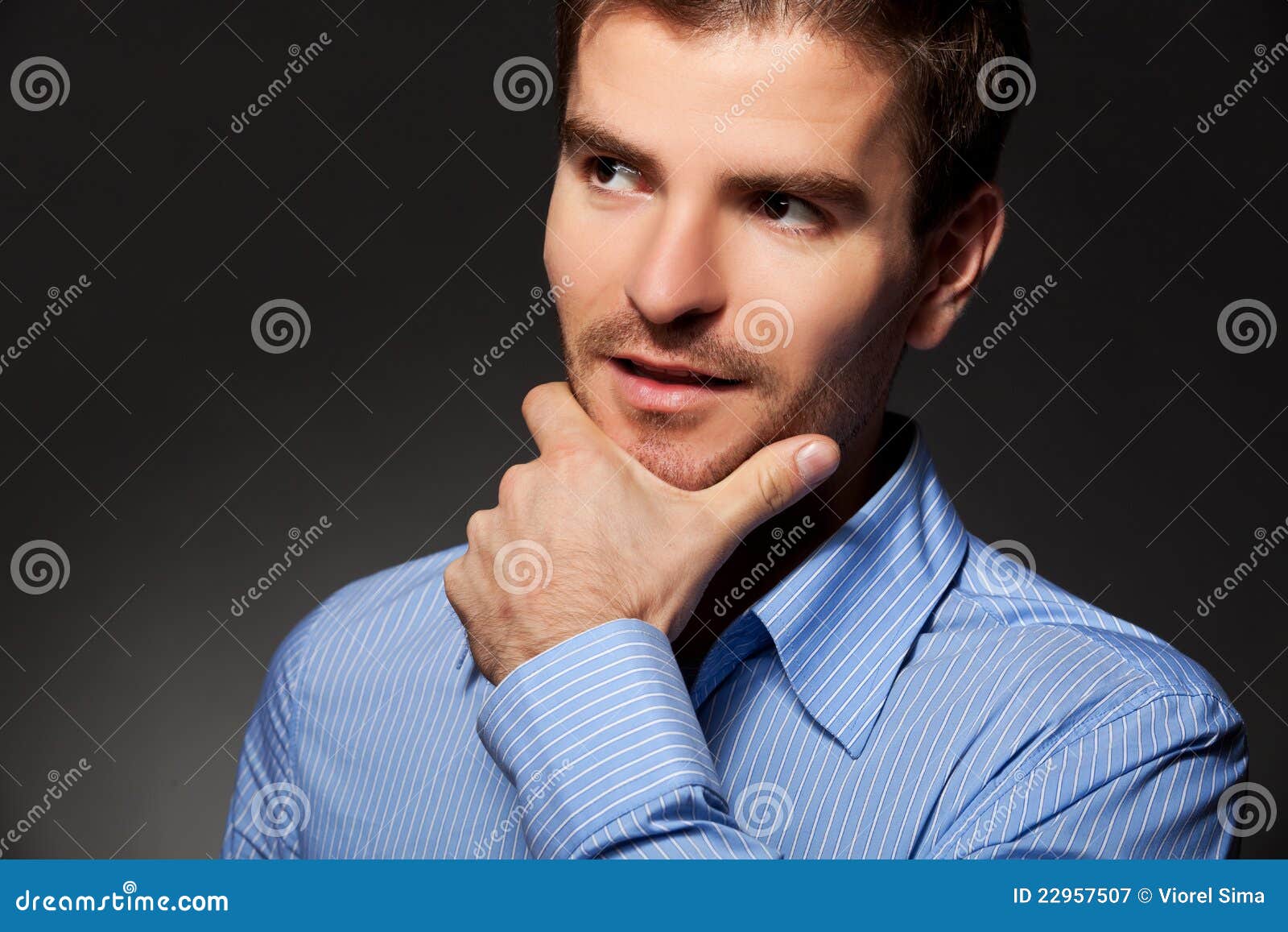 Young Business Man Thinking Stock Image - Image of latin, business ...