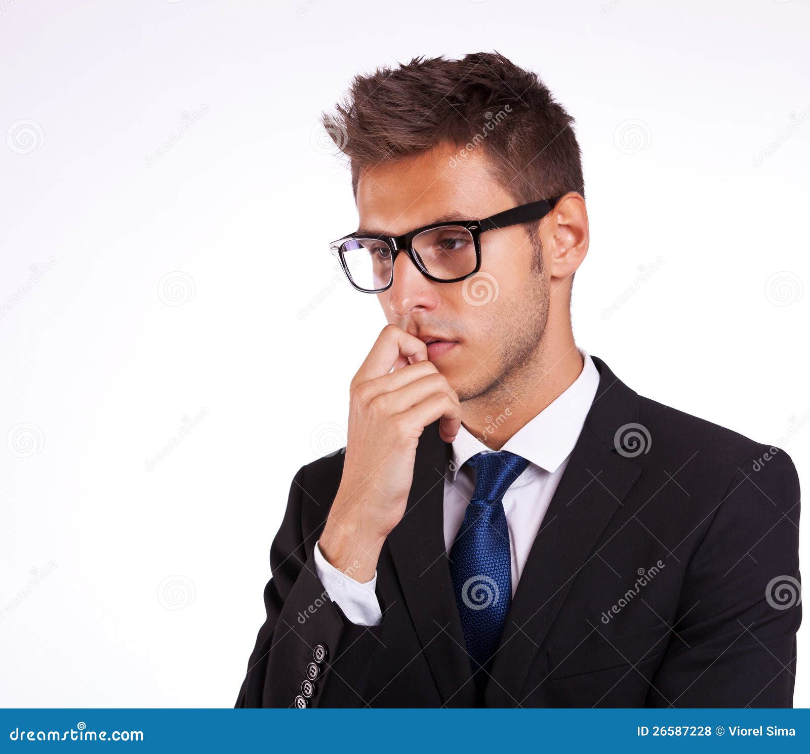 Young Business Man Thinking Stock Photo - Image of portrait, positive ...