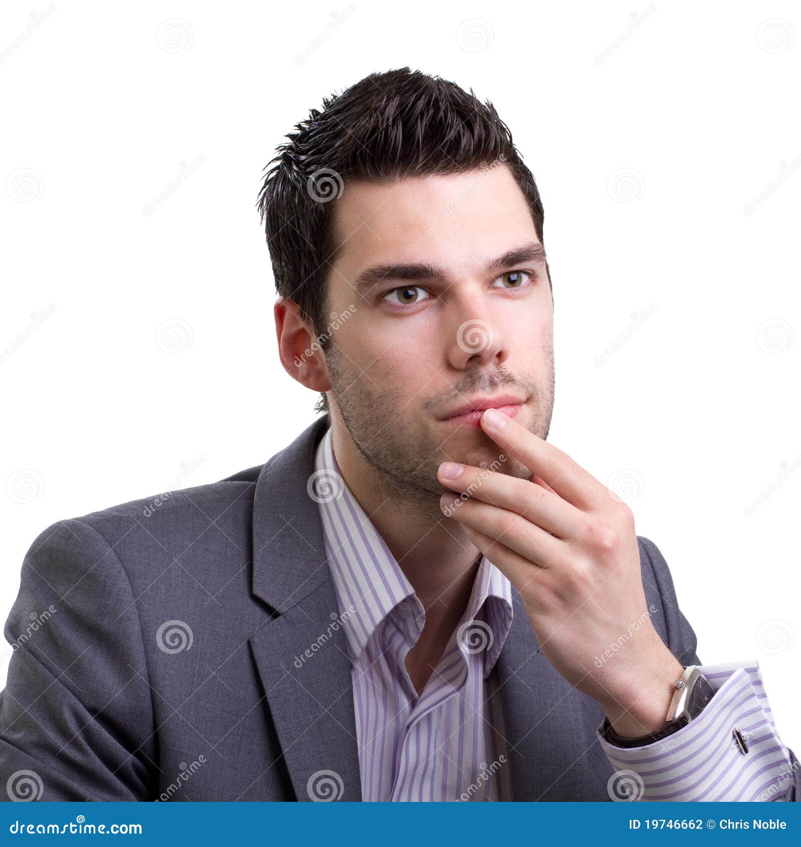 Young Business Man Thinking Hard Stock Photo - Image of stubble ...