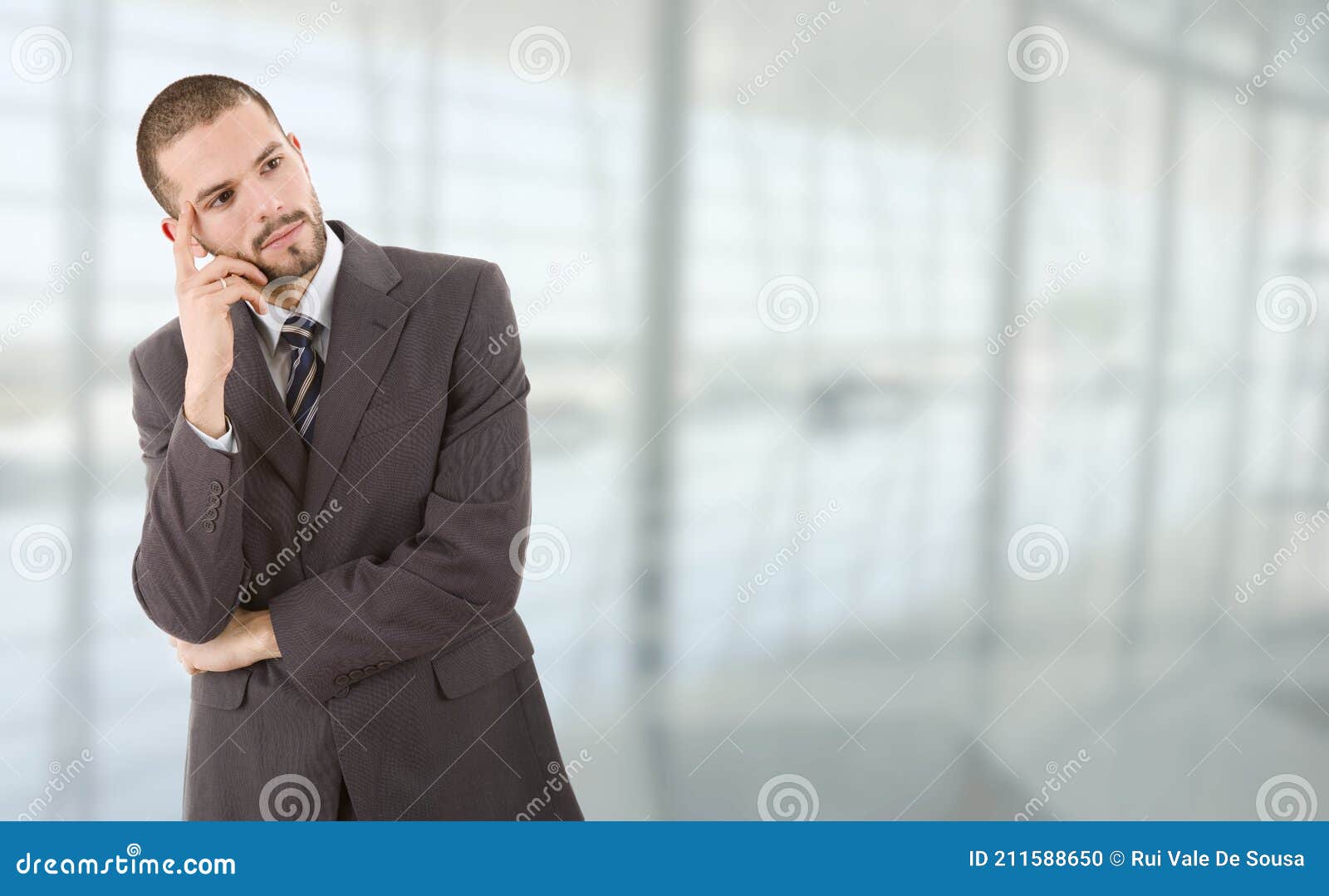 Businessman Thinking at the Office Stock Photo - Image of pensive ...