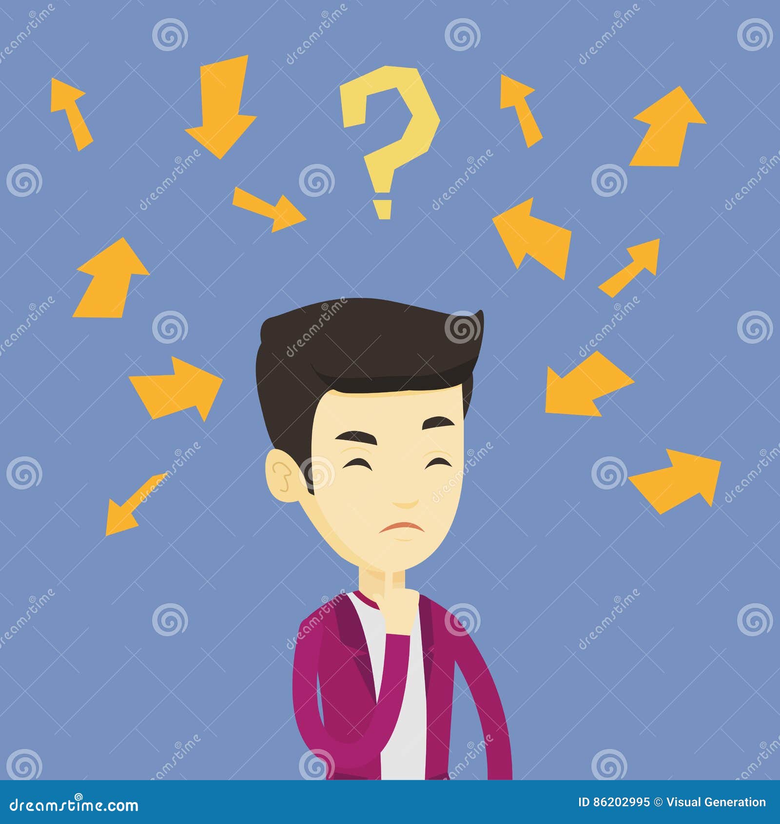 Young Business Man Thinking Vector Illustration. Stock Vector ...