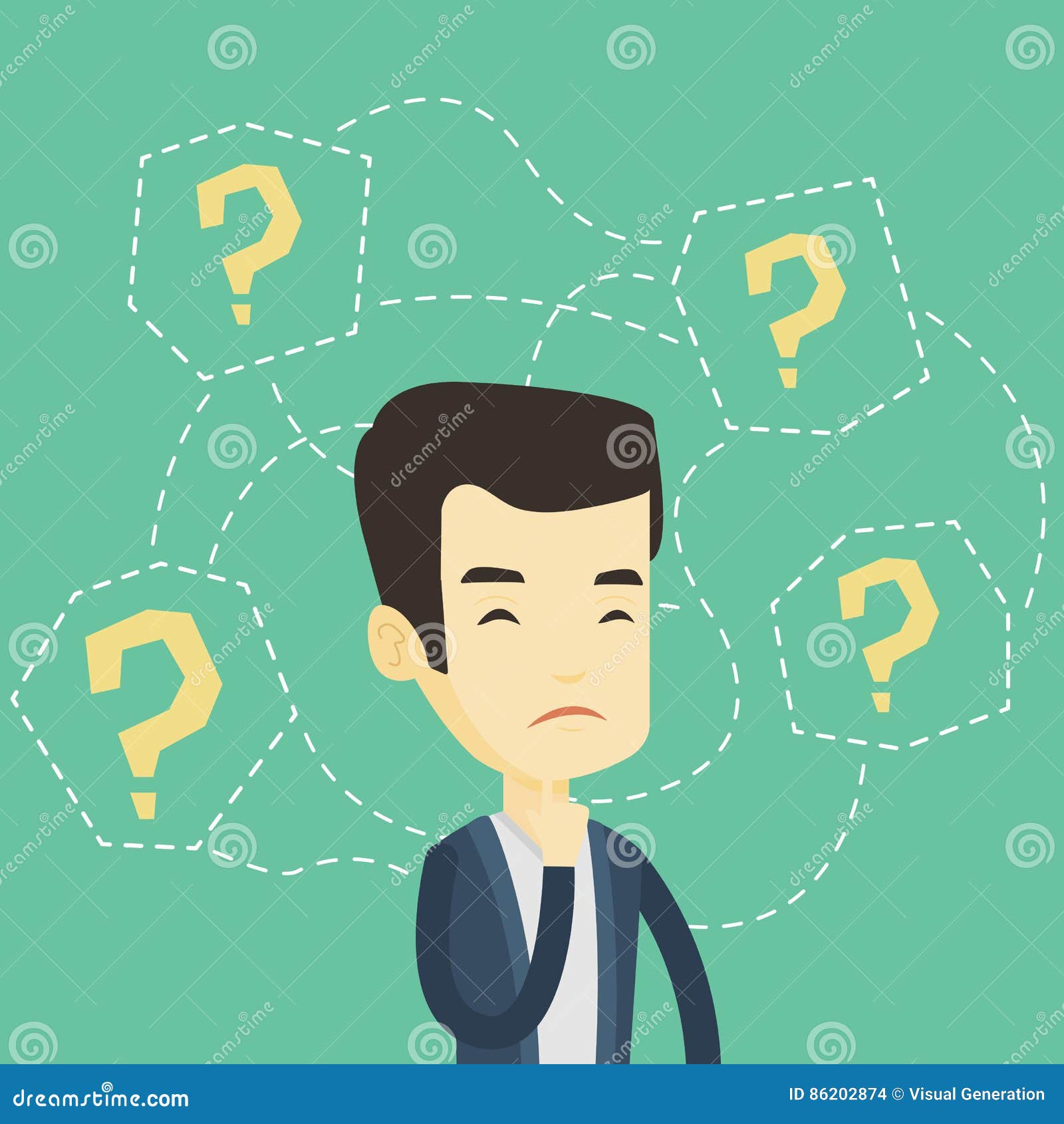Young Business Man Thinking Vector Illustration. Stock Vector ...