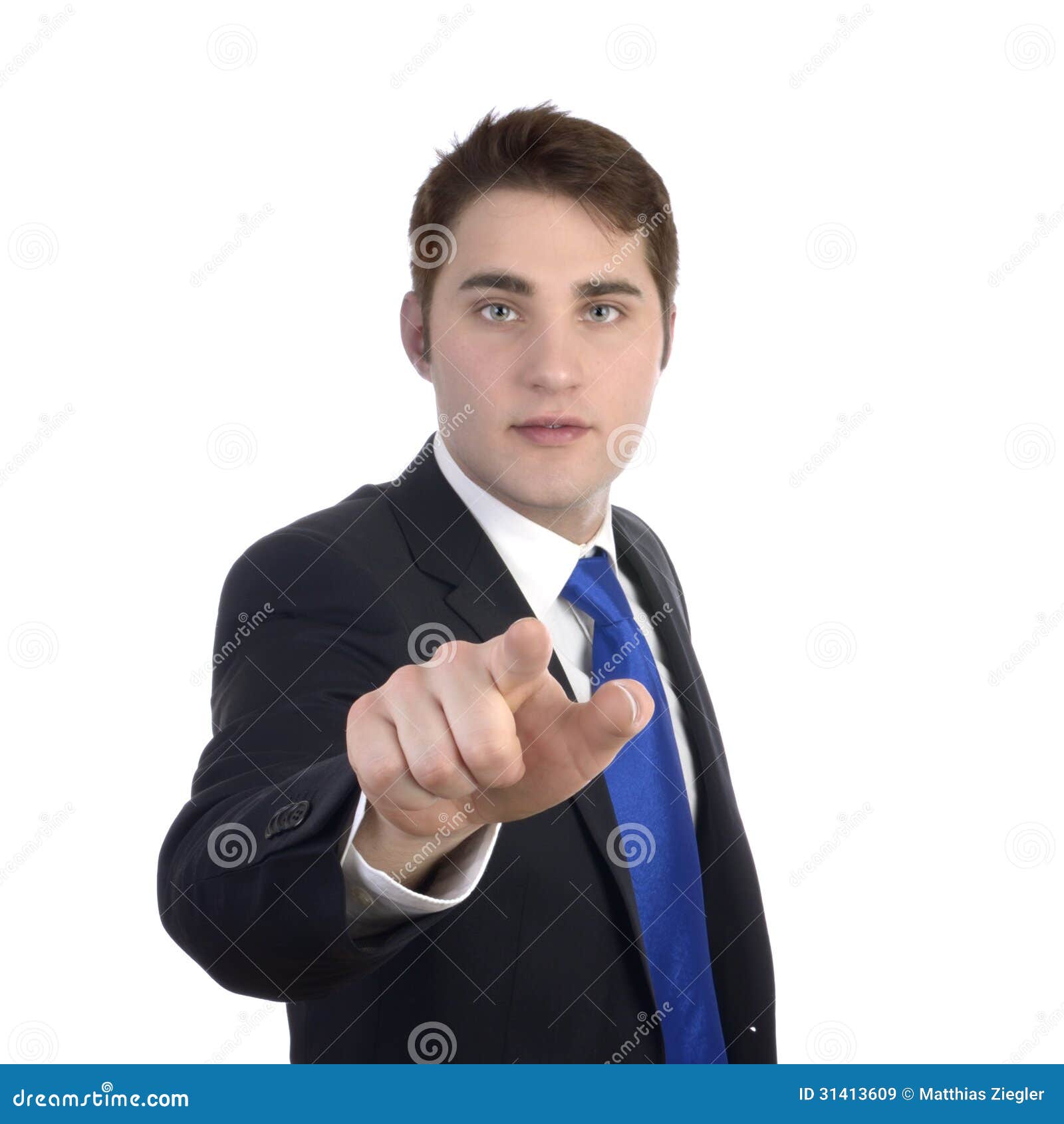 Young Business Man Touching Screen / Pointing with Finger Stock Image ...