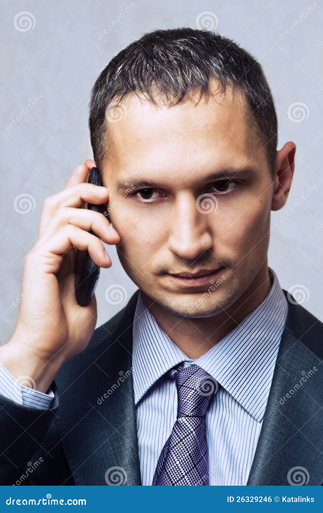 Young Business Man Using Cell Phone Stock Photo - Image of light ...