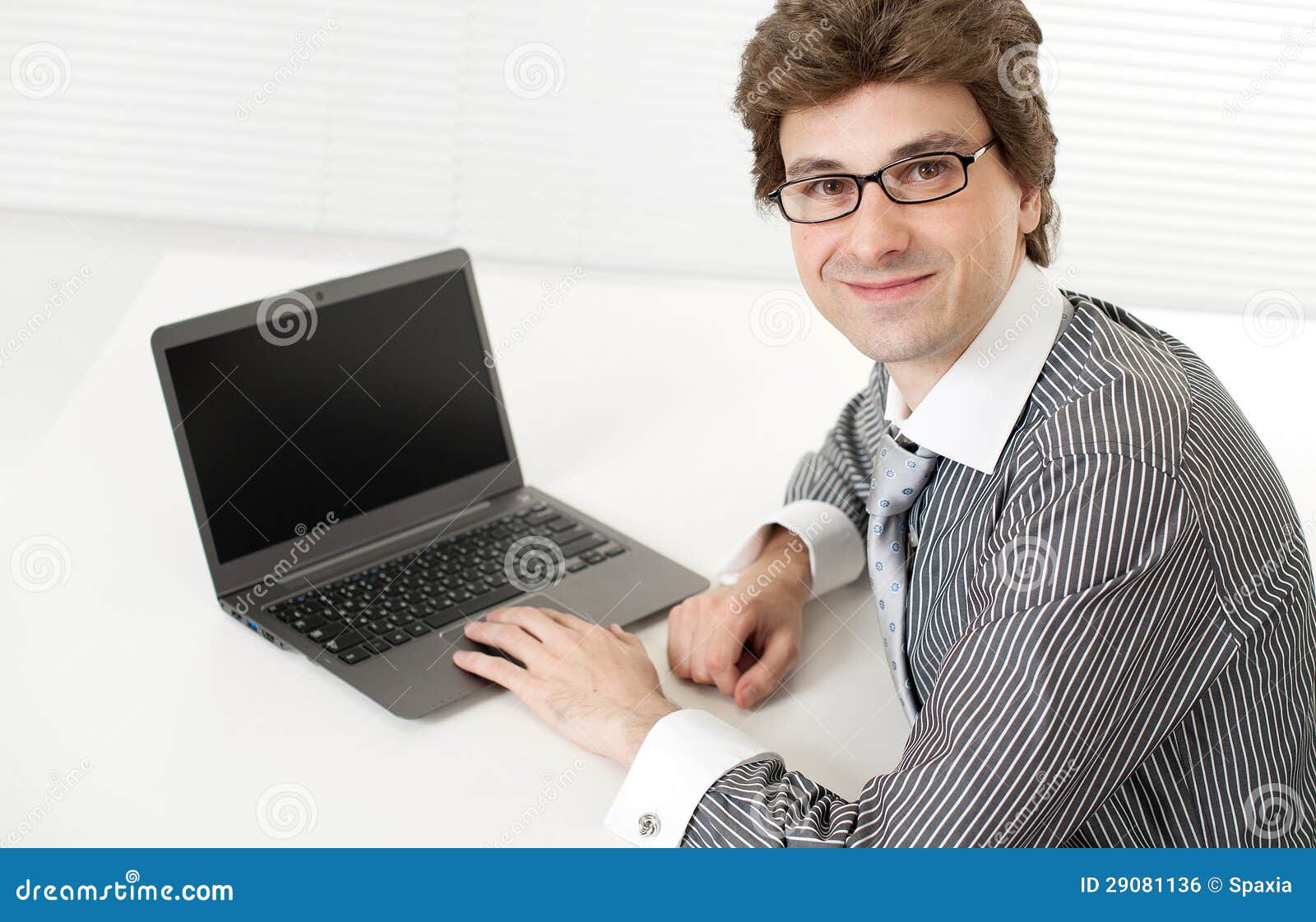 Young Business Man Using Laptop Stock Photo - Image of laptop ...