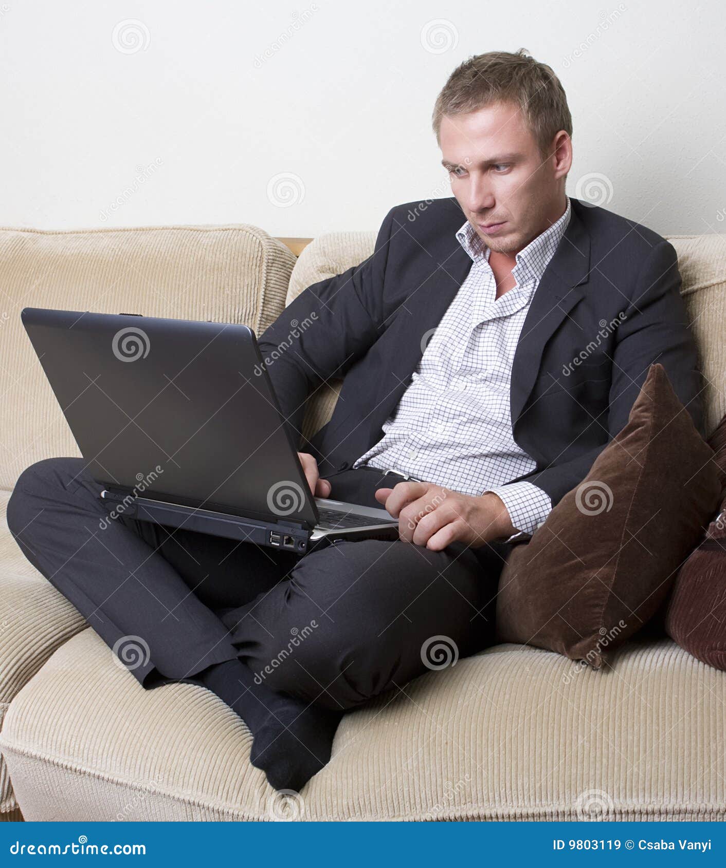 Young Business Man Using a Laptop Stock Image - Image of relaxation ...