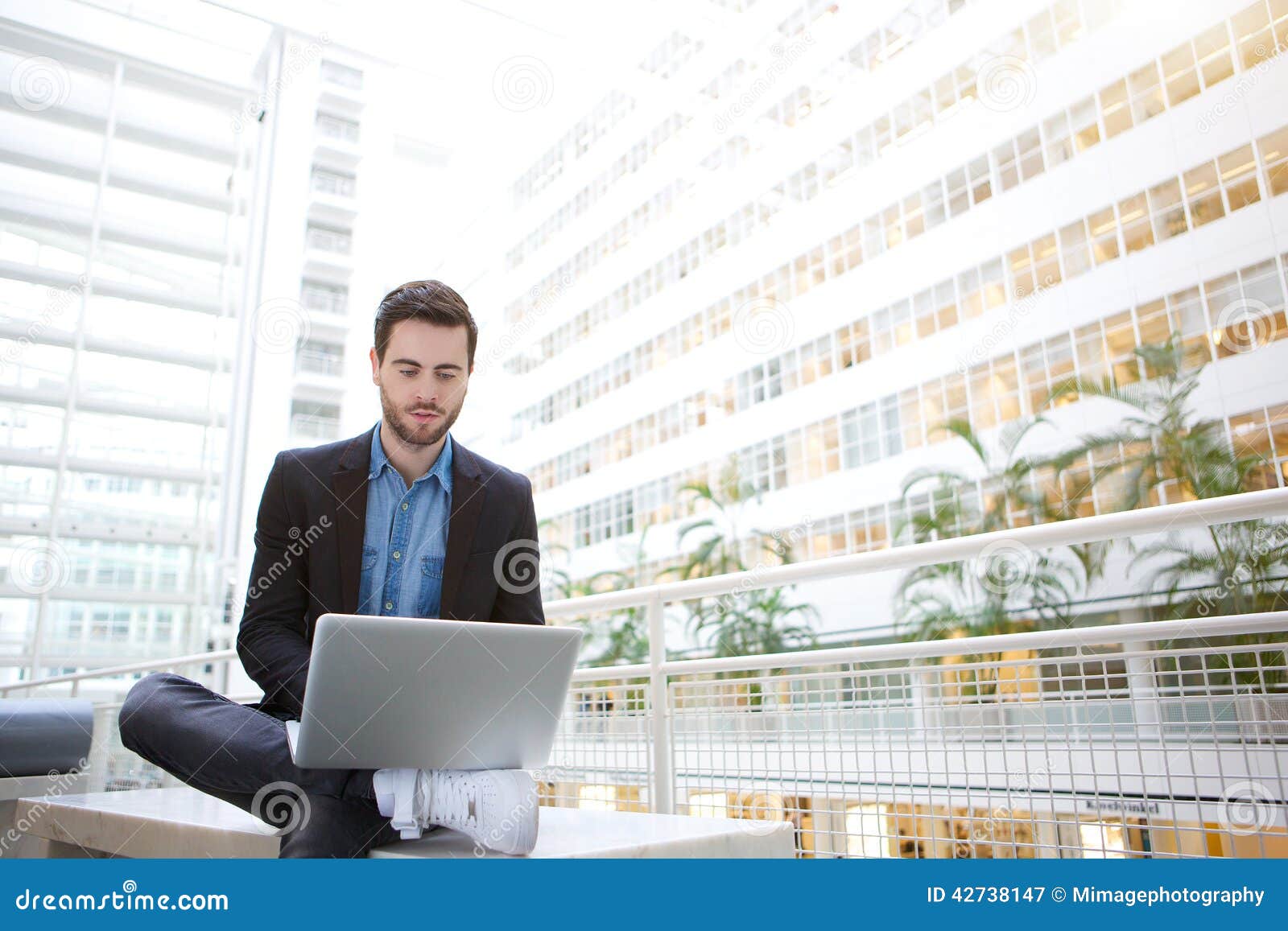 Young Business Man Using Laptop Stock Image - Image of internet ...