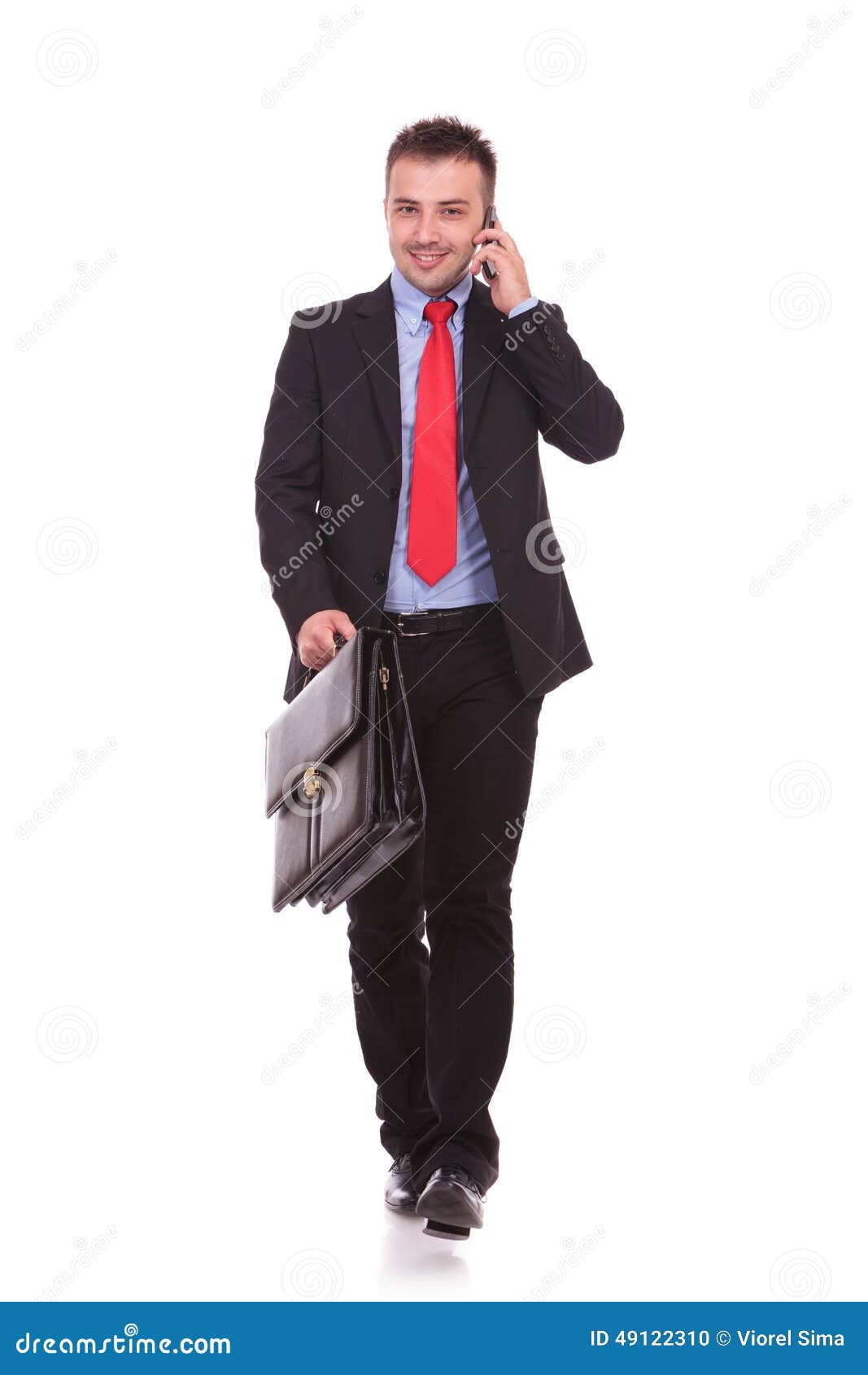 Young Business Man Walking Forward Stock Photo - Image of mobile ...
