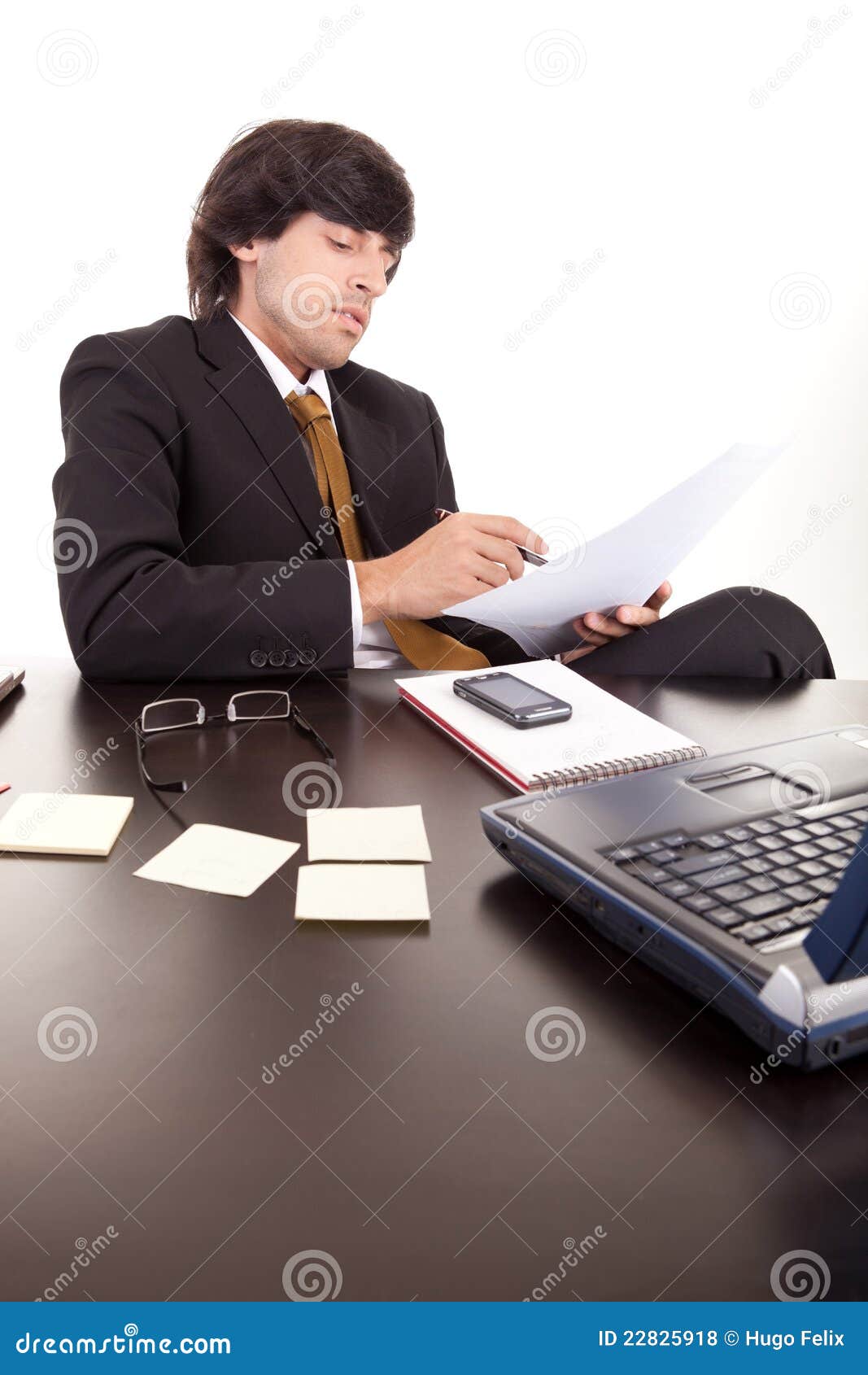 Young business man at work stock photo. Image of paper - 22825918