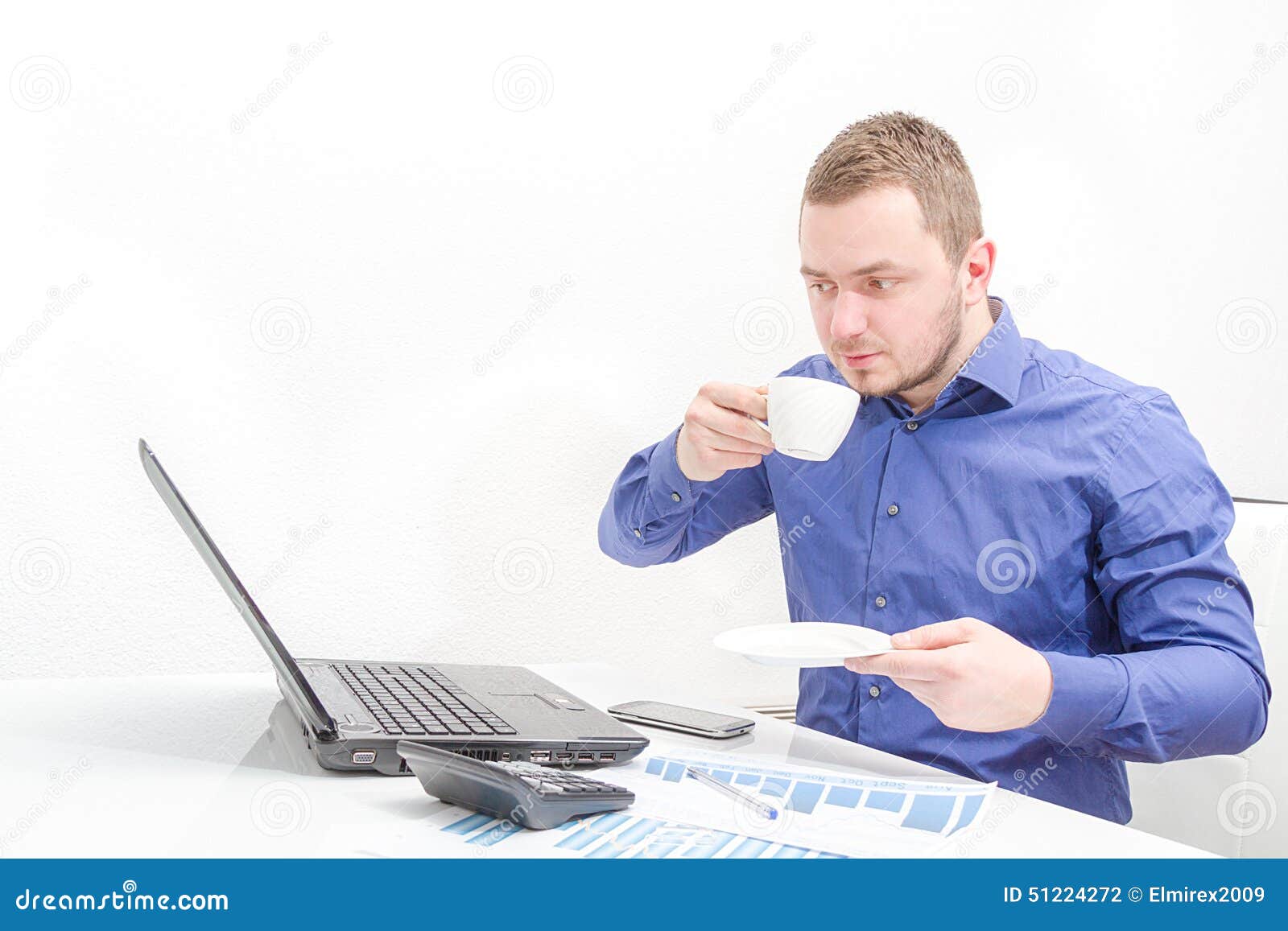 Young Business Man Work in Modern Office on Computer Stock Photo ...