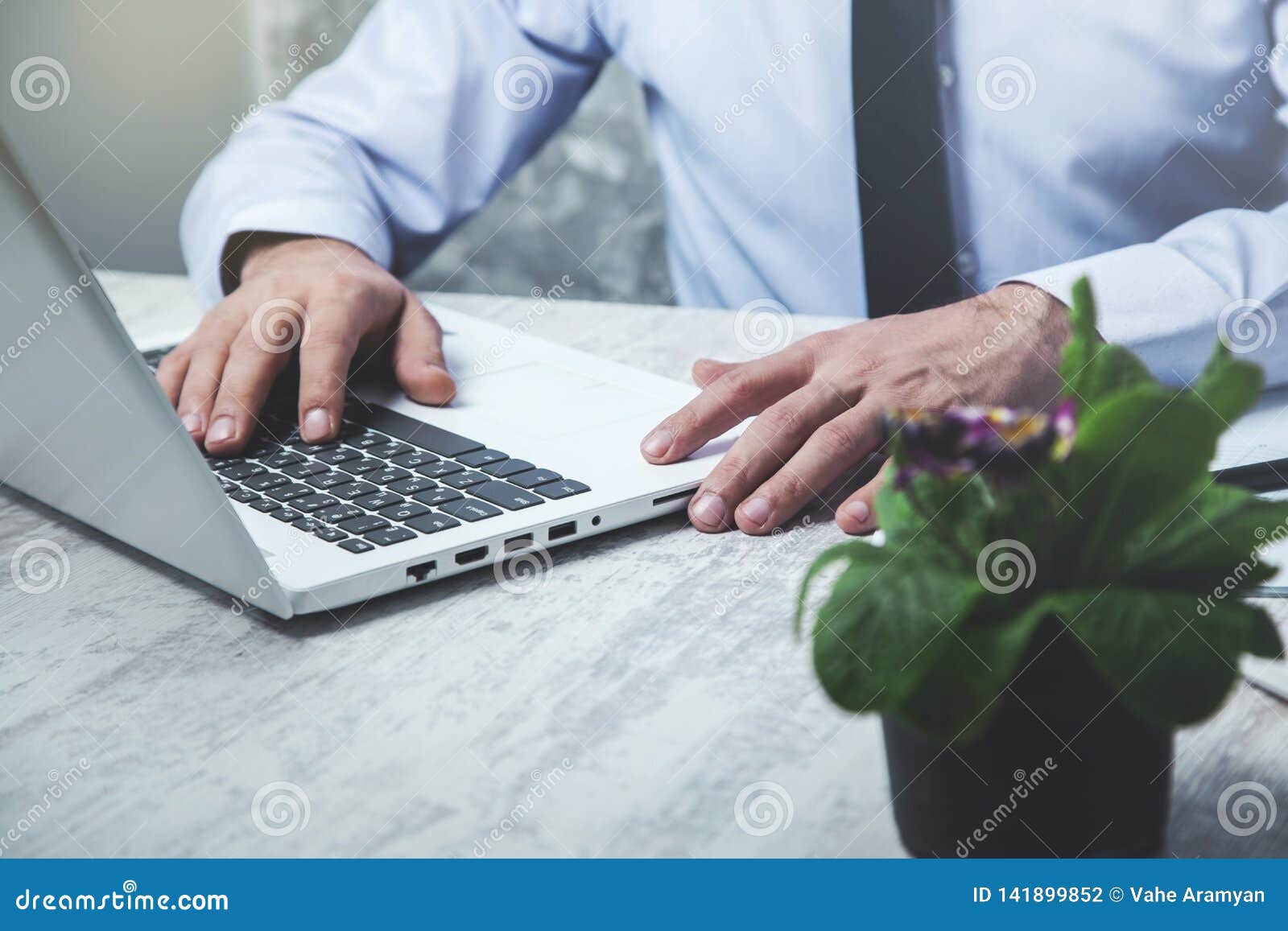 Man working in computer stock photo. Image of office - 141899852