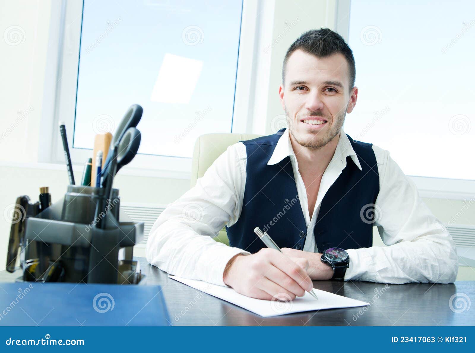 Young Business Man Working Office Stock Image - Image of meeting ...