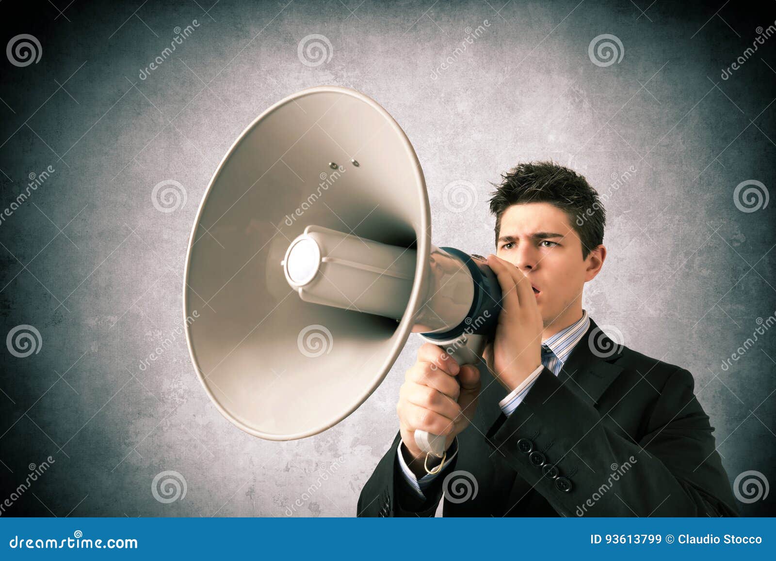 Young Business with a Megaphone Stock Image - Image of object, clamor ...