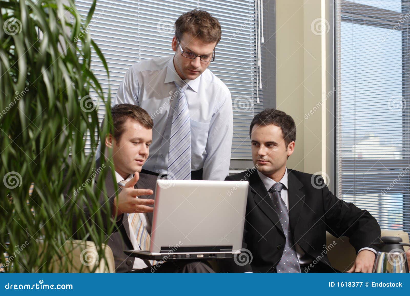 Young Business Men Working with Latop in Office Stock Image - Image of ...