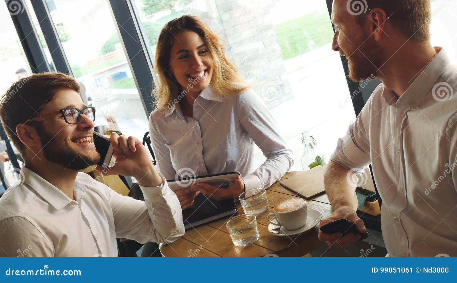 Young Business People Having a Coffee Break Stock Image - Image of ...