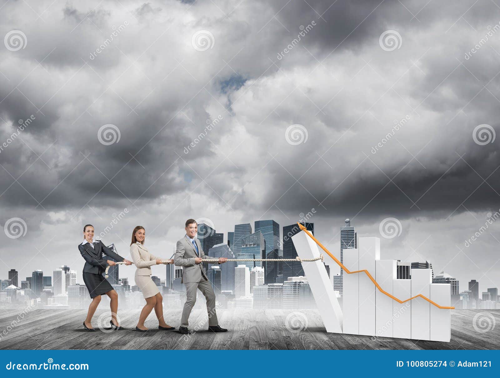 Businessteam Working in Collaboration Making Diagram Grow and Progress ...