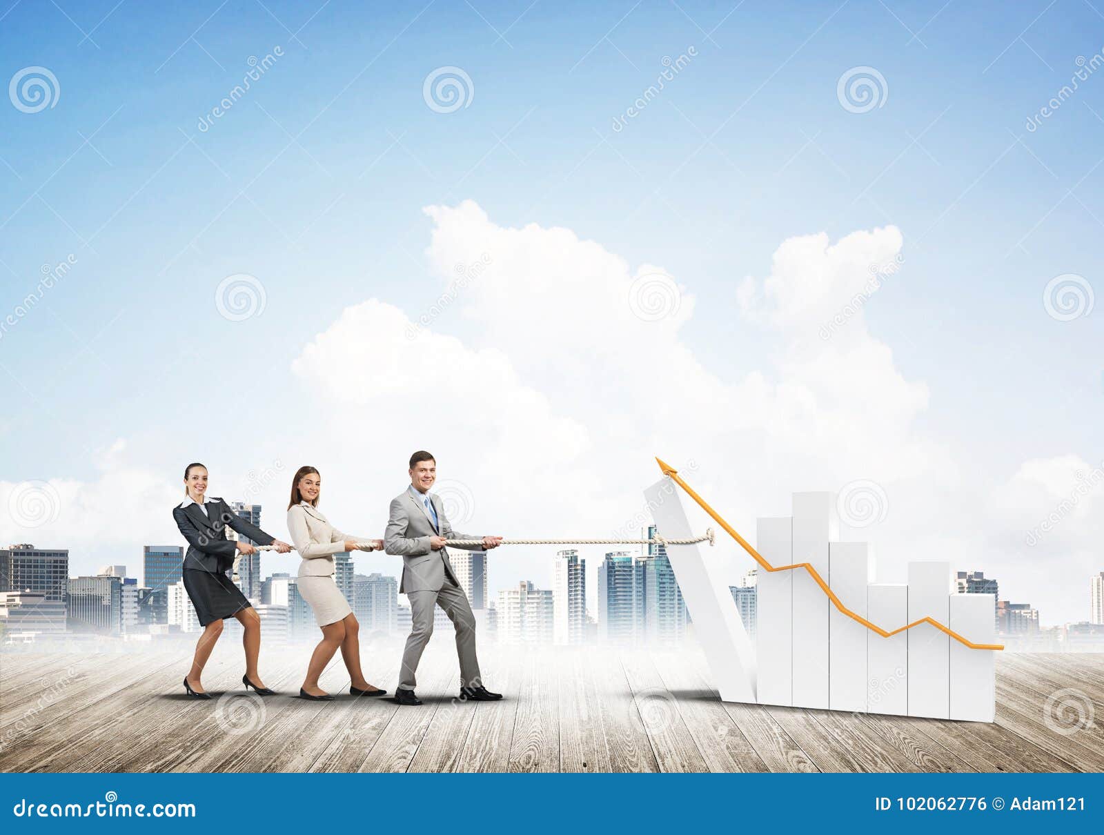 Businessteam Working in Collaboration Making Diagram Grow and Progress ...