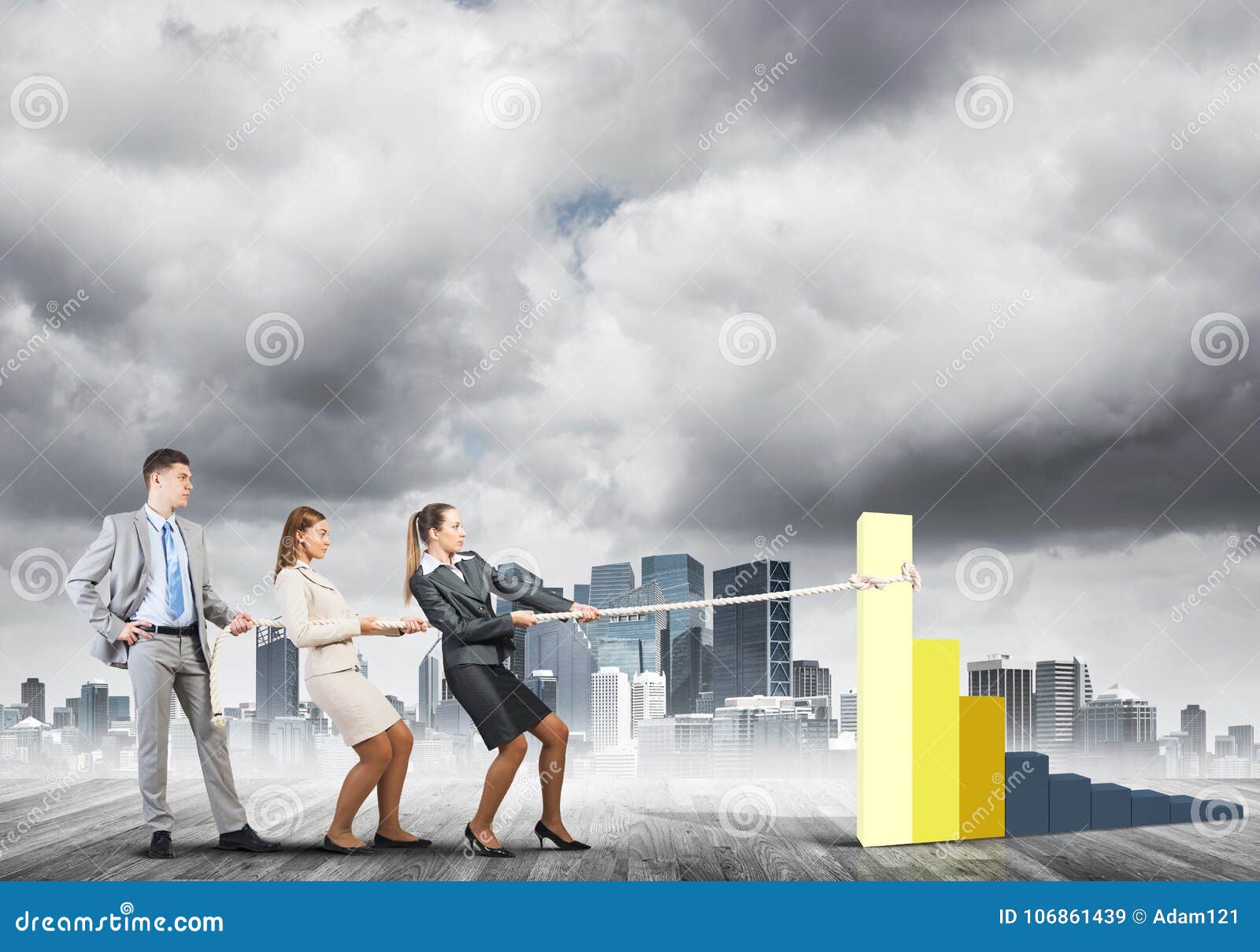 Businessteam Working in Collaboration Making Diagram Grow and Progress ...