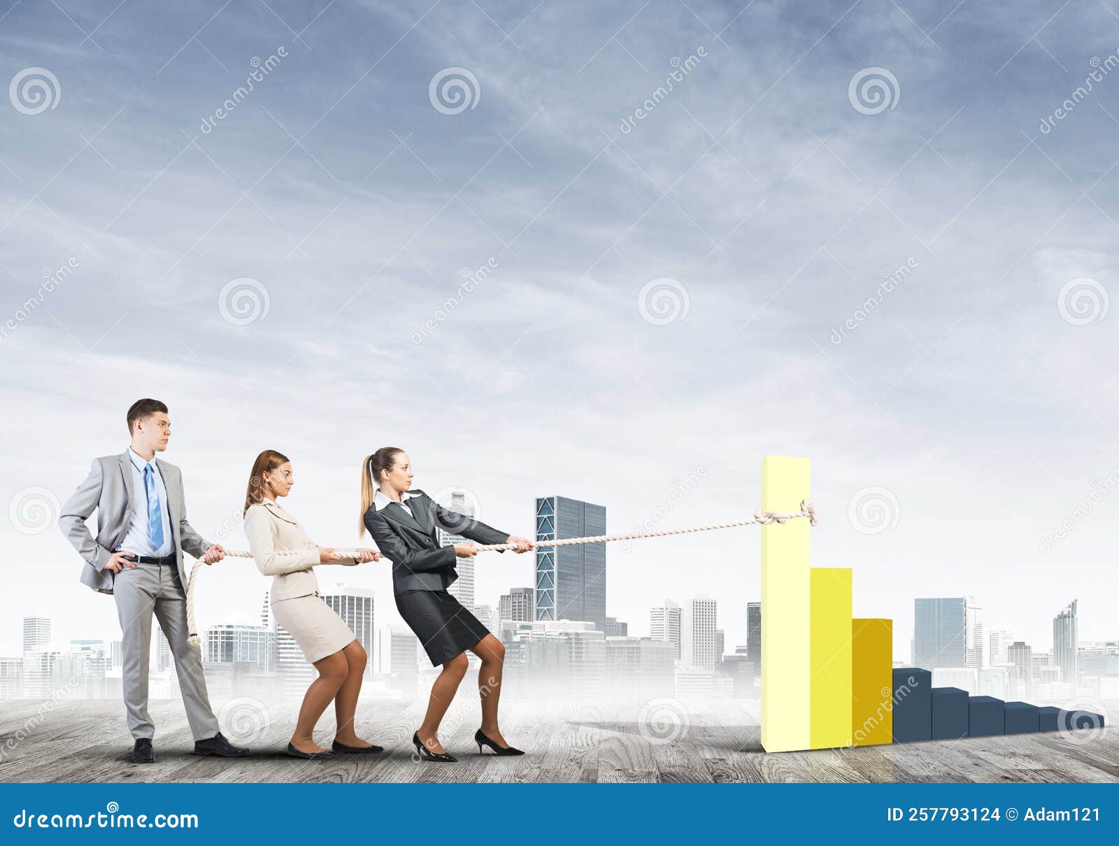 Businessteam Working in Collaboration Making Diagram Grow and Progress ...