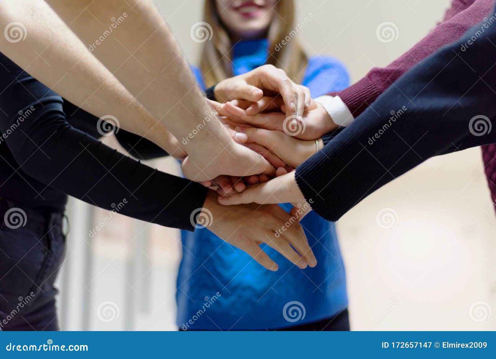 Young Business People Teamwork Stacking Hand Concept. Close Up of Young ...