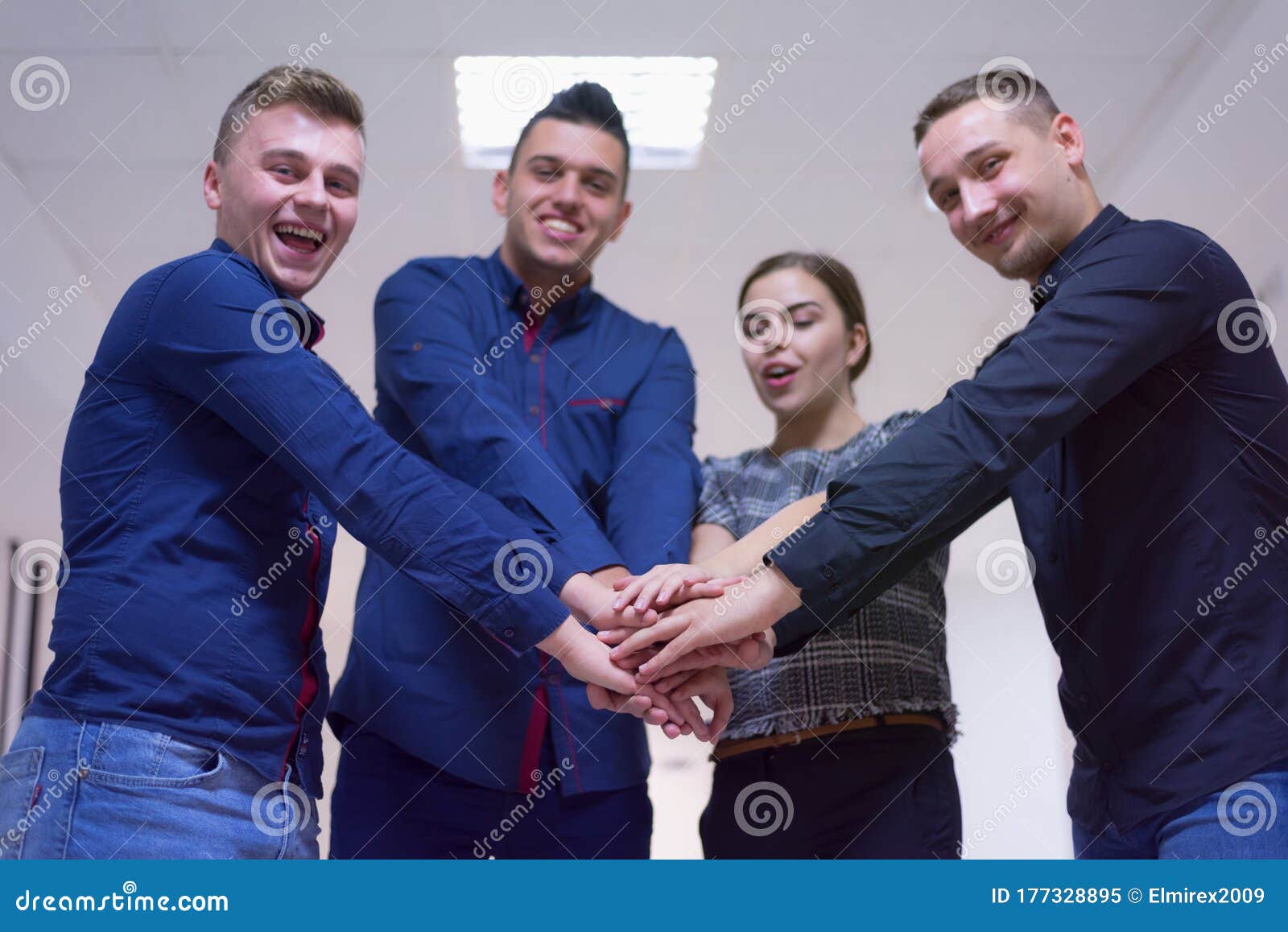 Young Business People Teamwork Stacking Hand Concept. Close Up of Young ...
