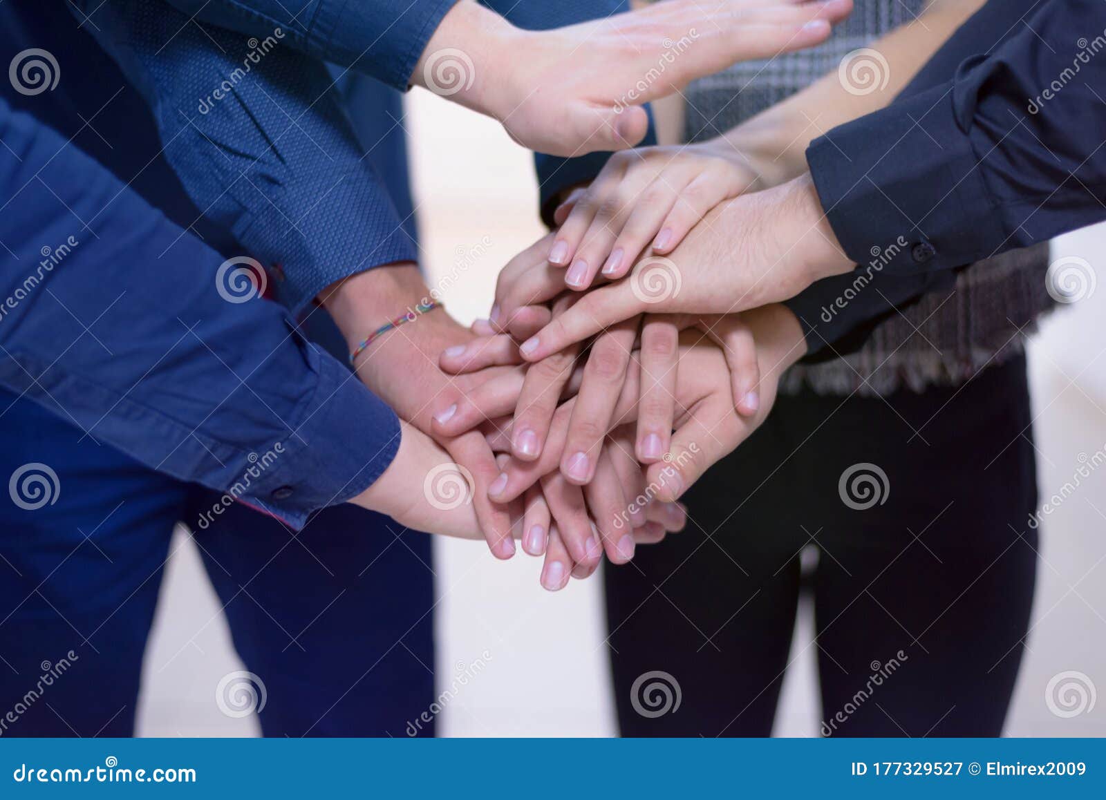 Young Business People Teamwork Stacking Hand Concept. Close Up of Young ...