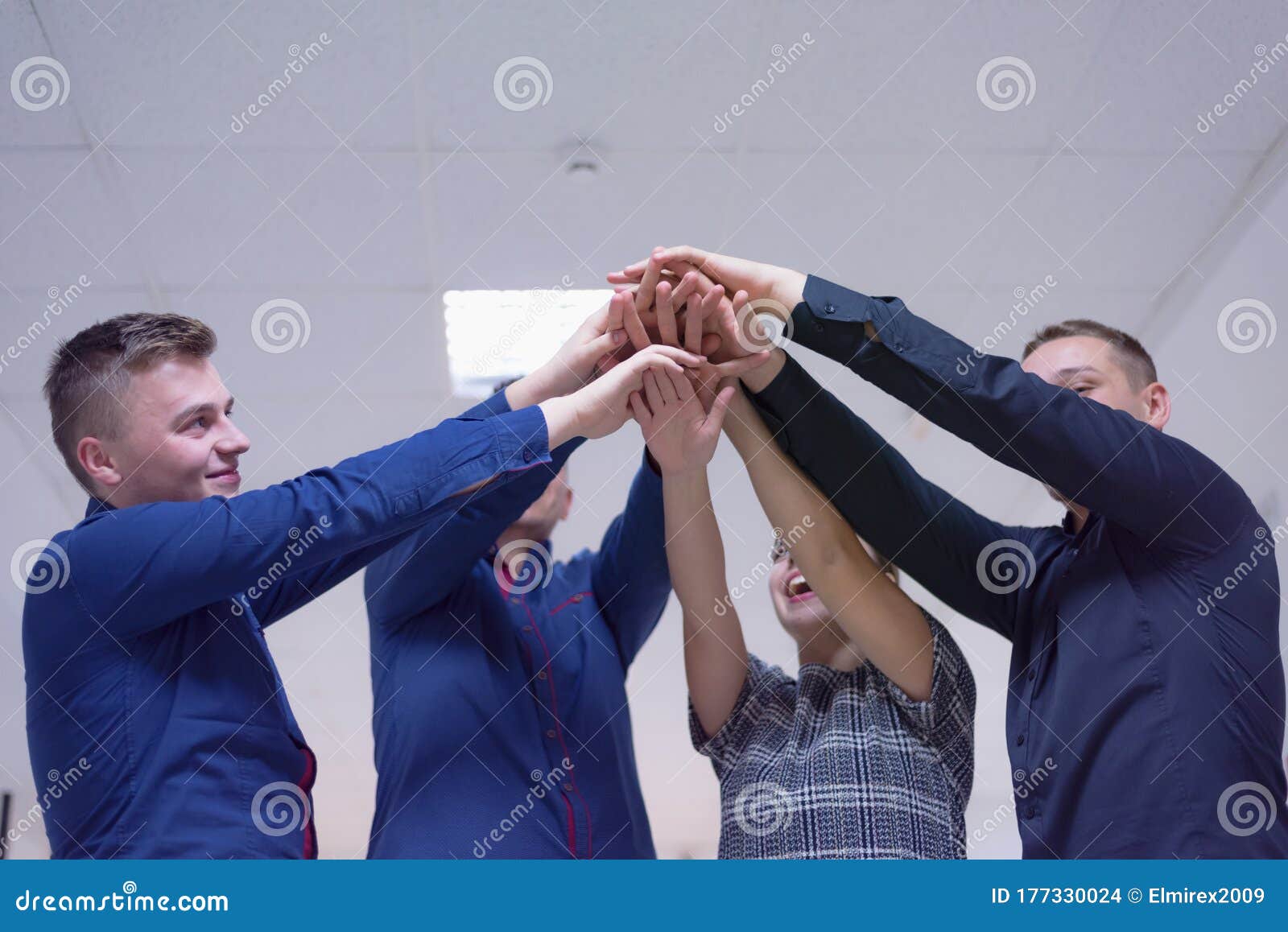 Young Business People Teamwork Stacking Hand Concept. Close Up of Young ...
